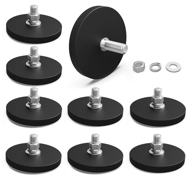 TSUTA 8Pcs Rubber Coated Magnets, 20LBS Neodymium Magnet Base with M6 ...