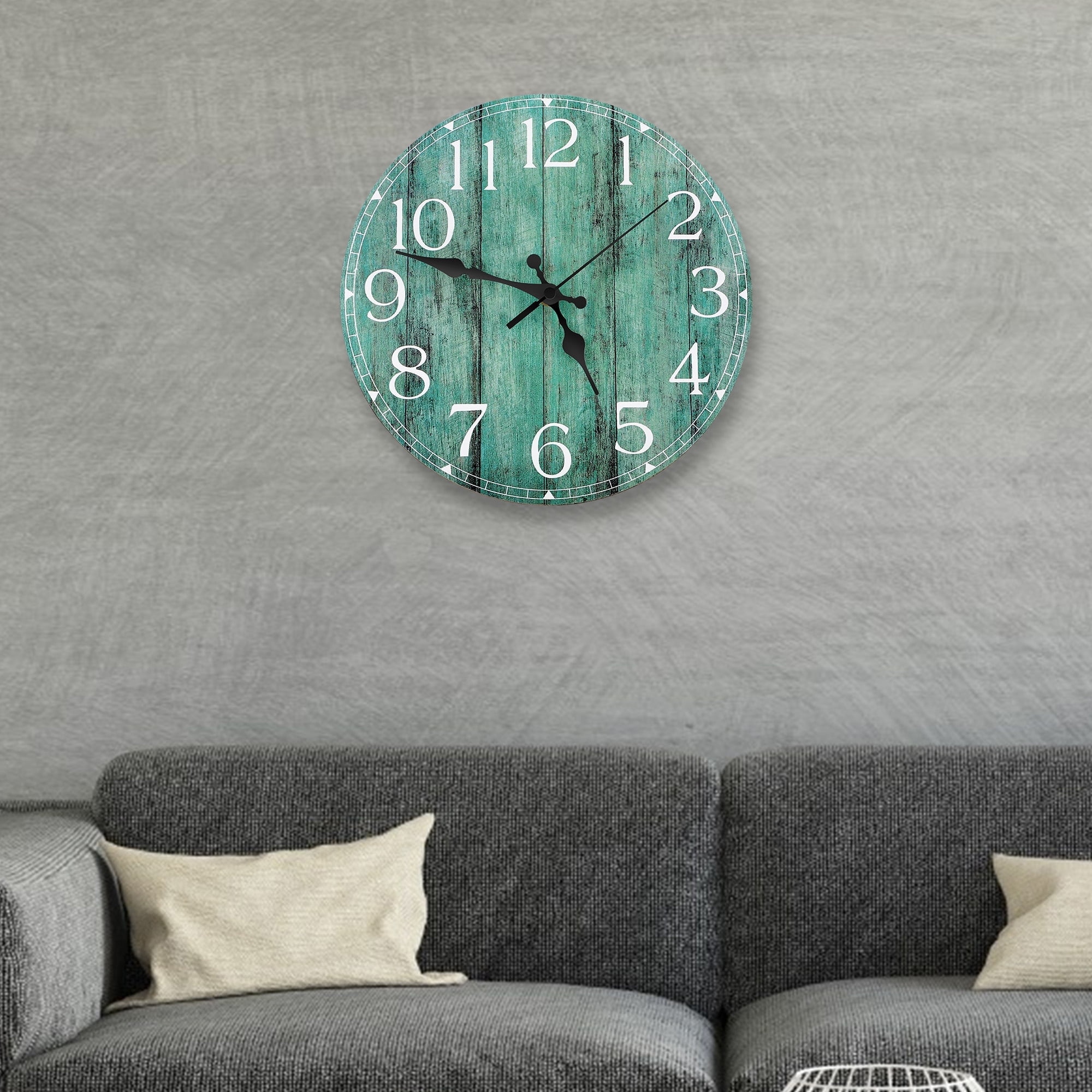 TSV 10'' Analog Wall Clock, Wooden Silent Non Ticking Vintage Clock for ...