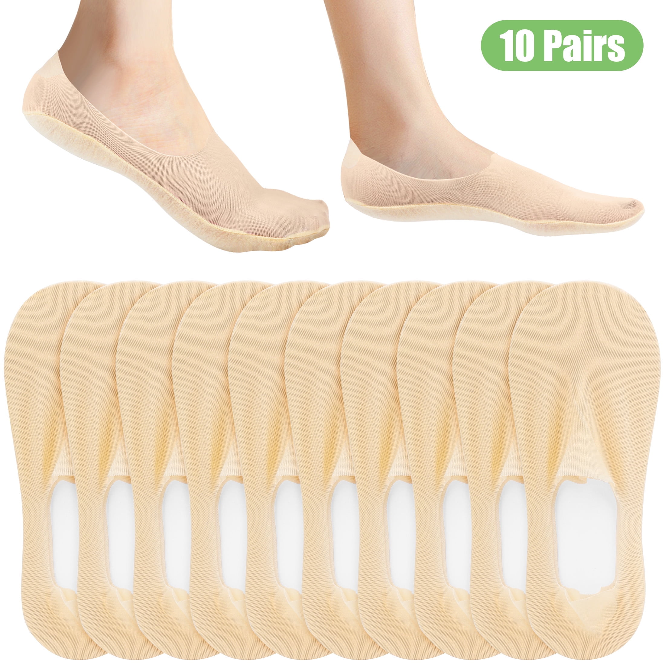 TSV 10 Pairs Low Cut Liner Socks, No Show Socks for Women, Non-Slip ...