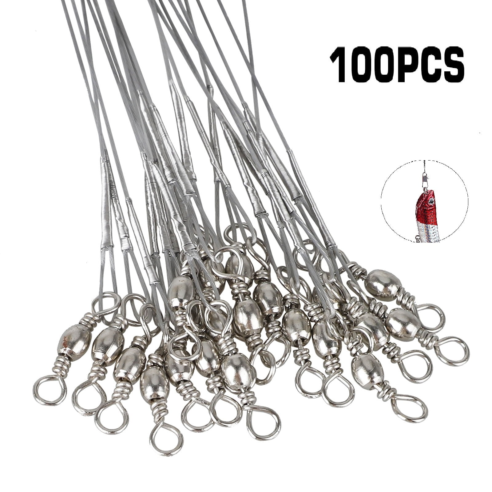 TSV 100PCS High-Strength Stainless Steel Fishing Wire Leaders for ...