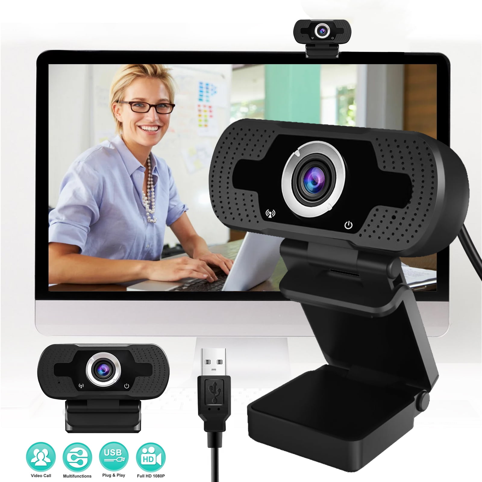 TSV 1080P Webcam with Mic, Streaming Computer Web Camera, Full HD USB ...