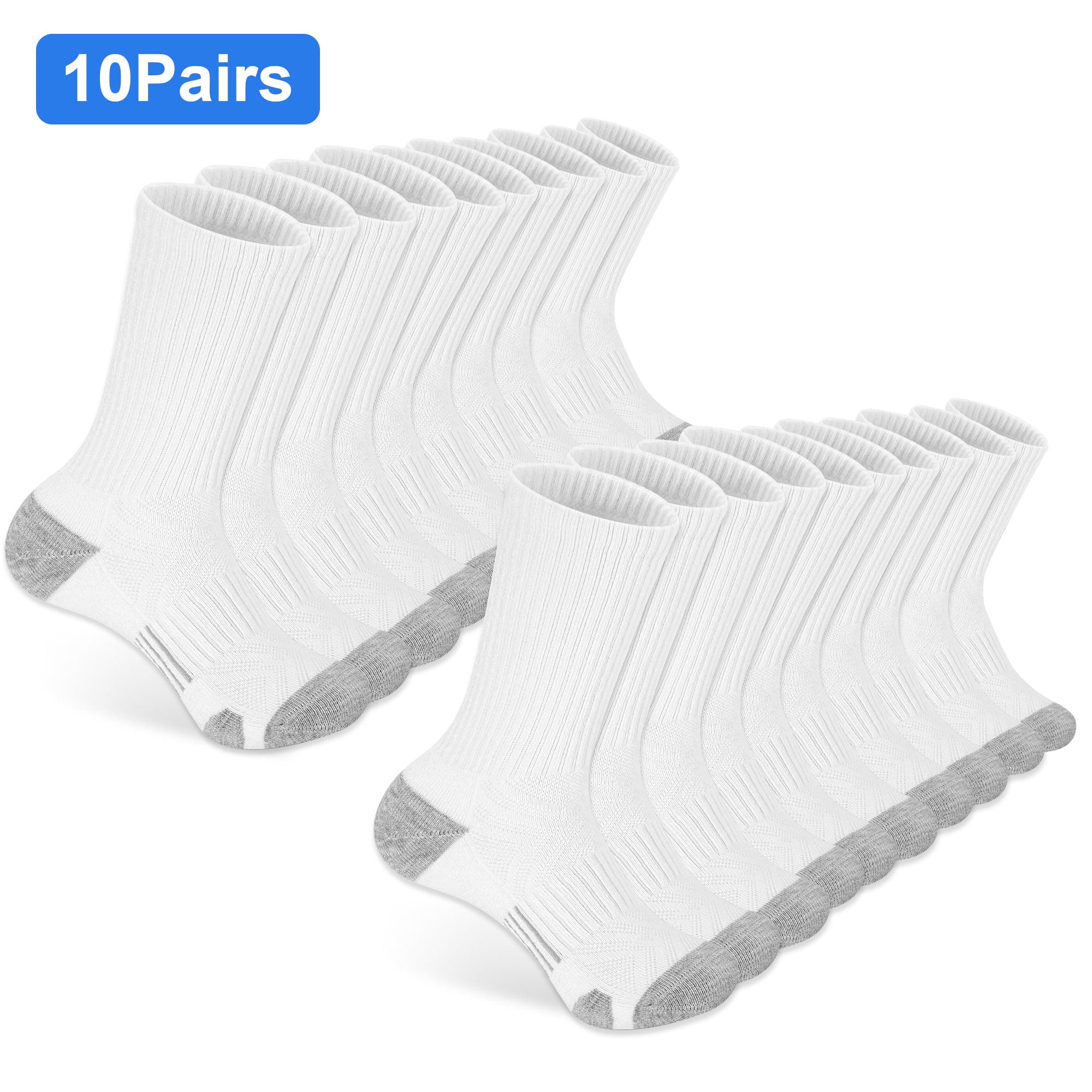 TSV 10pairs Men's Athletic Socks, Moisture Control Heavy Duty Cushion ...