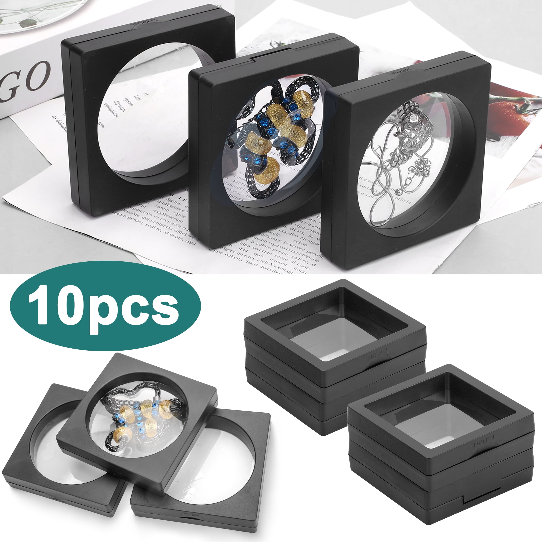 TSV 10pcs Floating Jewelry Display Cases, Jewelry Storage Box ...