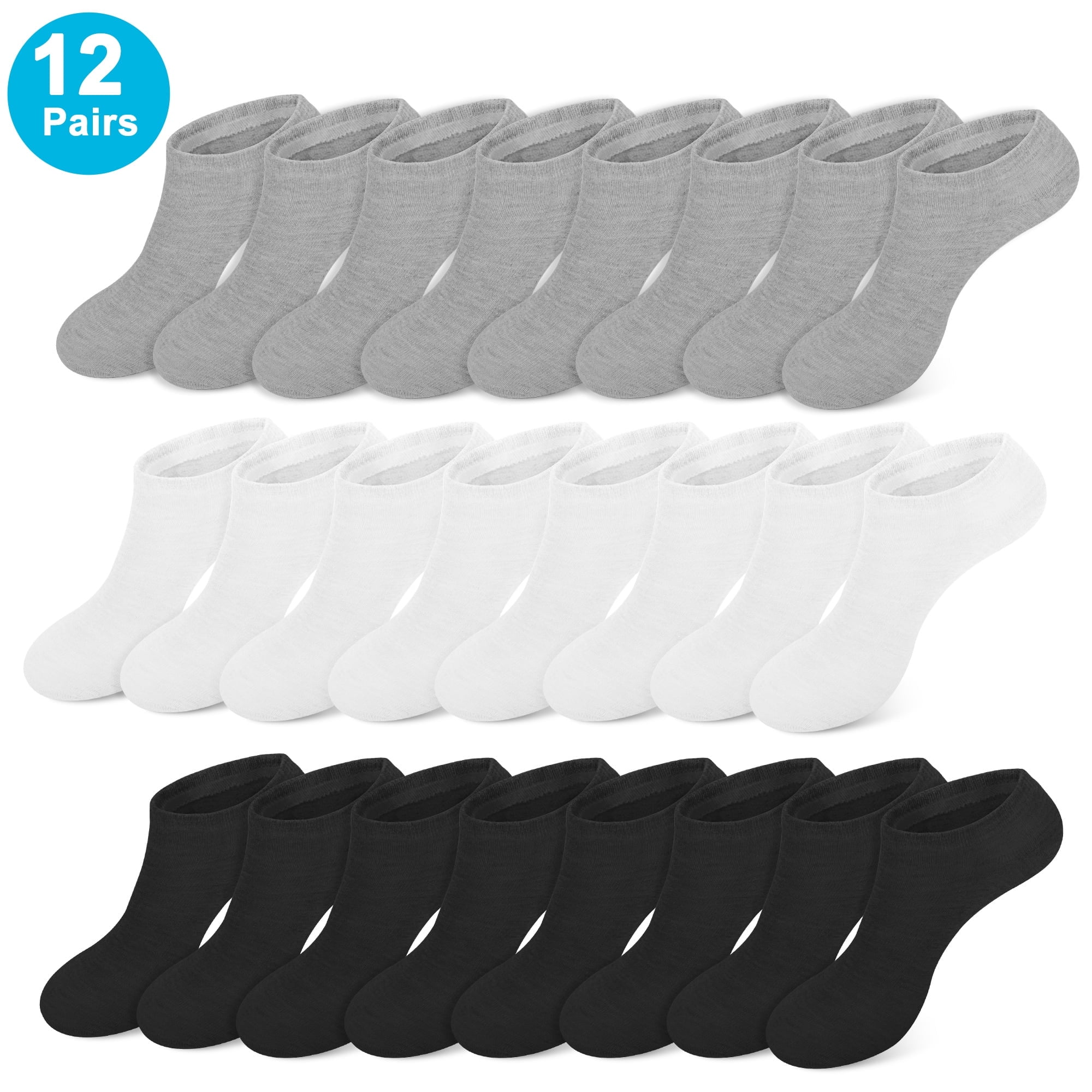 TSV Low Cut Socks for Men and Women 12 Pairs Breathable Moisture ...