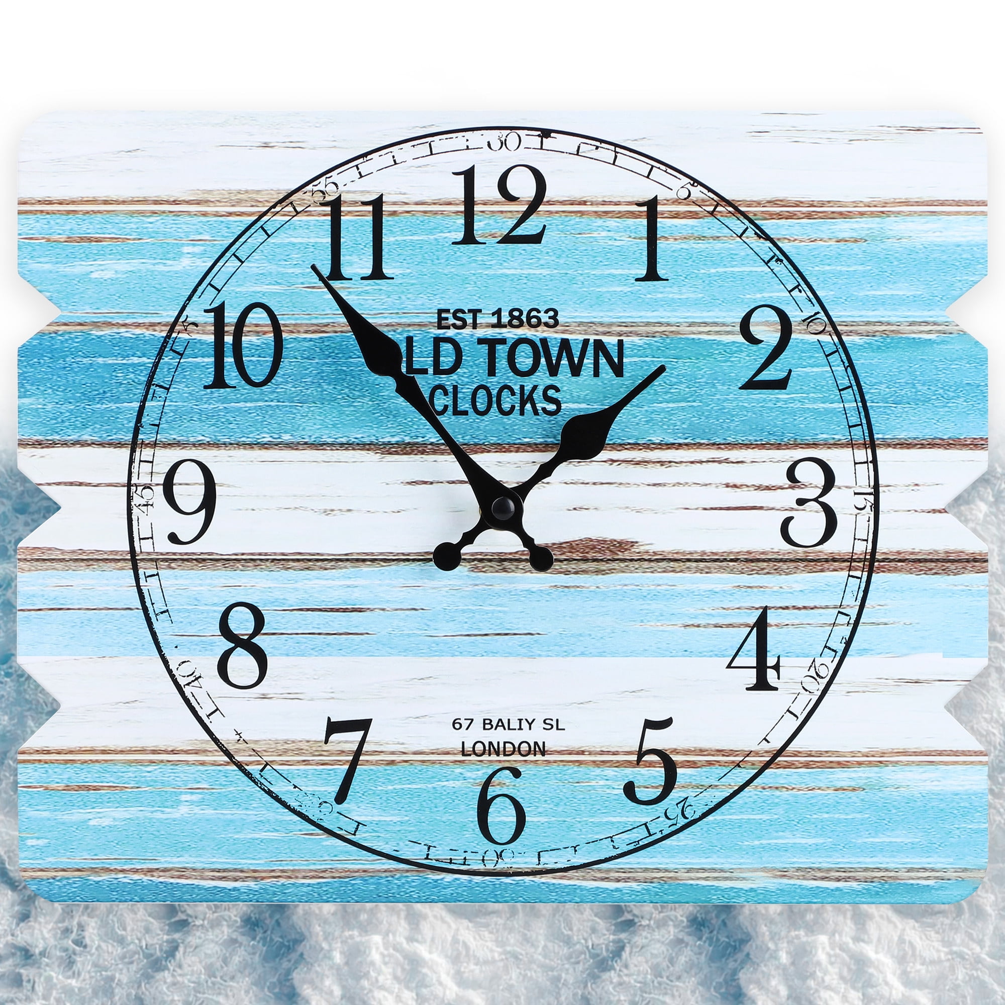 TSV 12 x 10'' Battery Operated Wall Clock, Blue Analog Round Modern ...