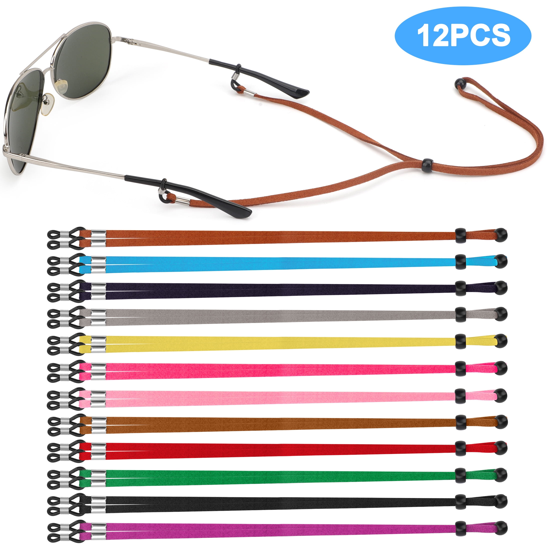 TSV 12pcs Glasses Strap Holders, EEEkit Non-Slip PU Leather Eyewear ...