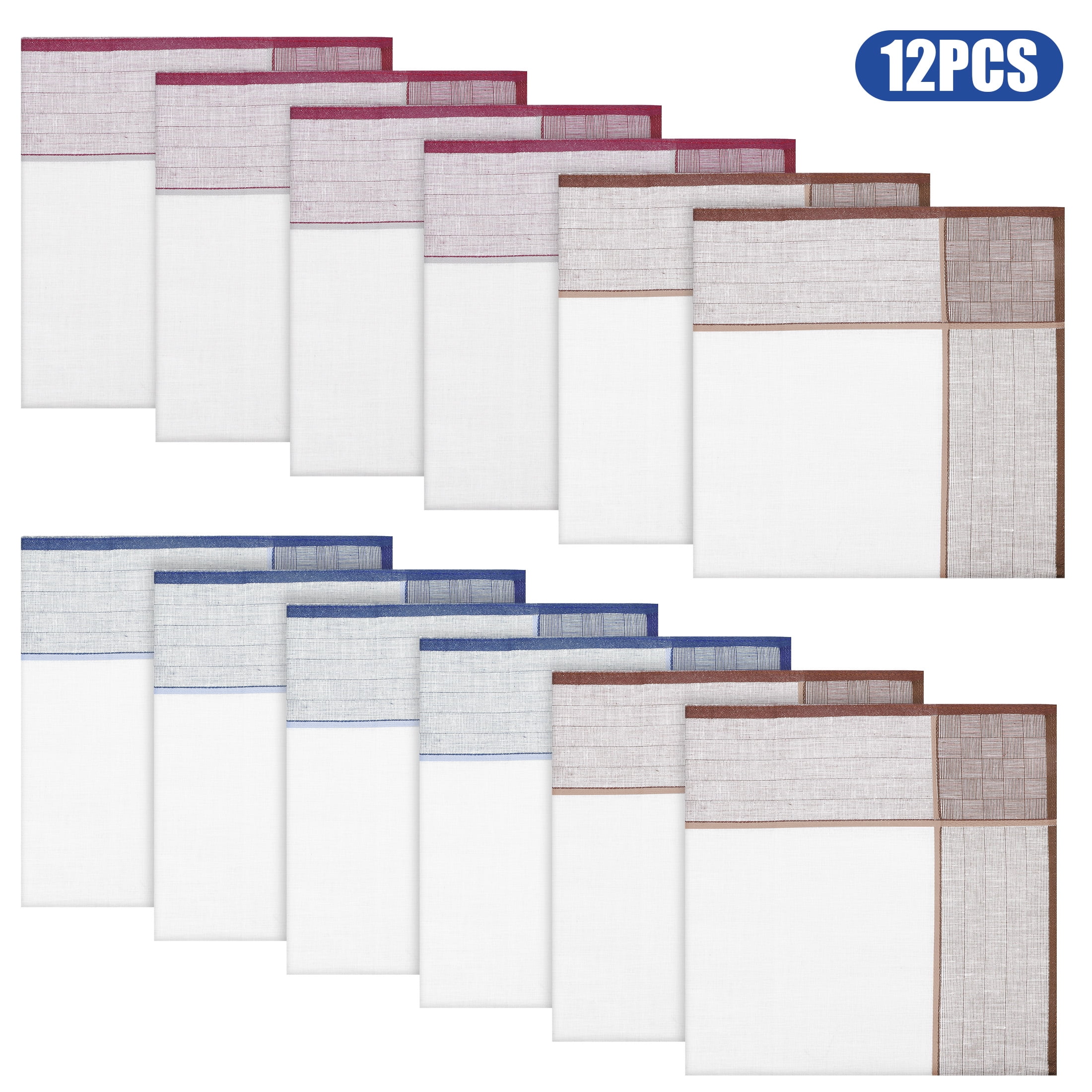 TSV 12pcs Handkerchiefs for Men, 16x16'' Classic Plaid Pocket Squares ...