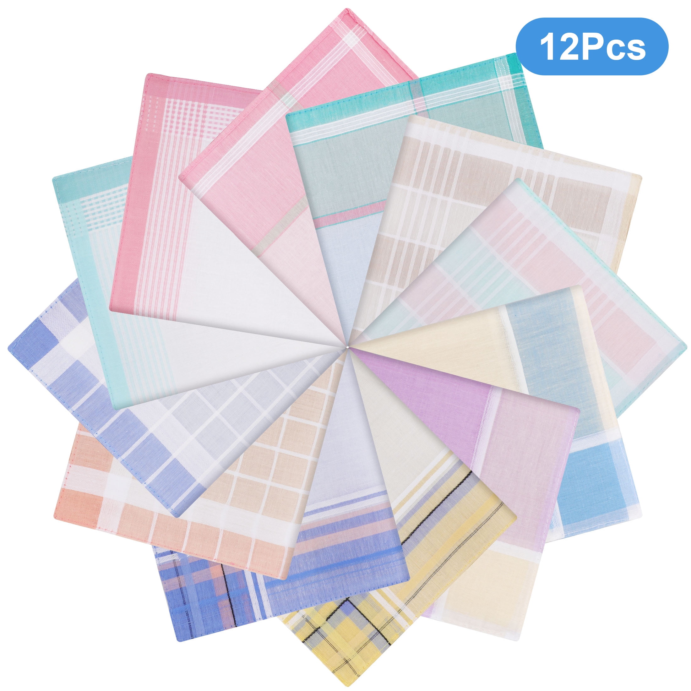 TSV 12pcs Handkerchiefs for Women, 11 x 11" Classic Plaid Pocket Square ...