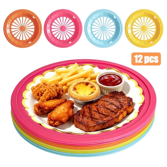Paper Plate Holders Reusable 10 Inch Plastic W/Snap in Grooves, Holds 9 ...