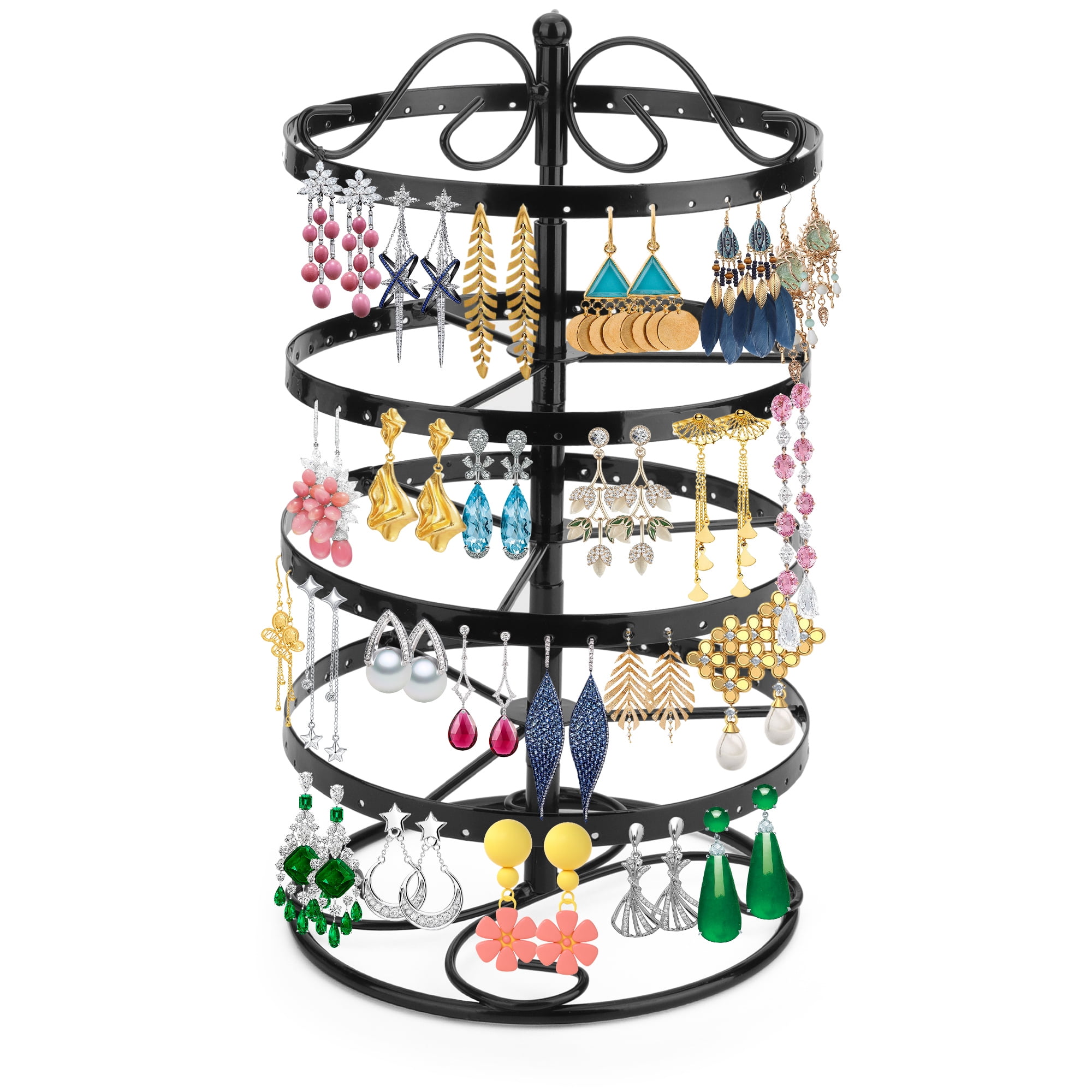 TSV 4 Tier Rotatable Jewelry Rack Hanger, 176 Holes Earring Stand ...