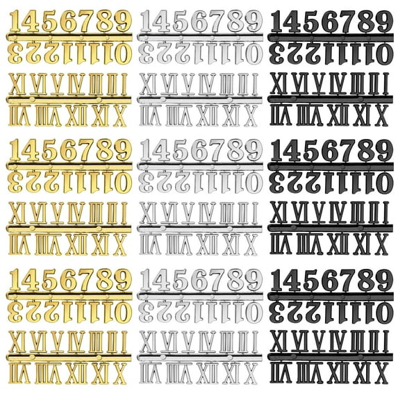 TSV 18pairs Clock Numerals Set, Arabic and Roman Number for DIY Wall ...