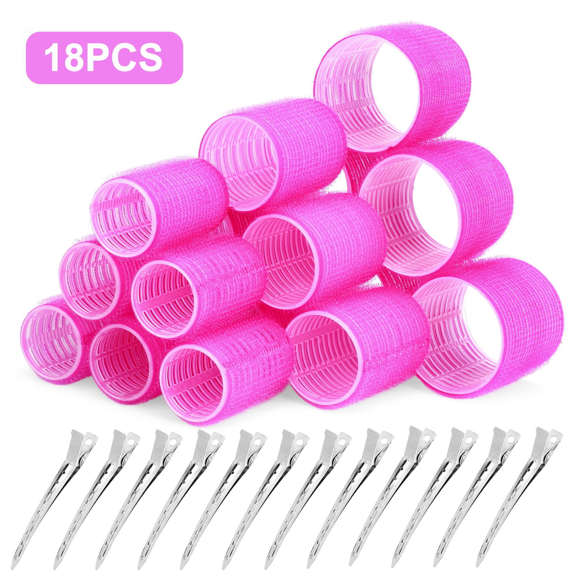 Tsv 18pcs Heatless Hair Curlers Set With 12pcs Duckbill Clips Self
