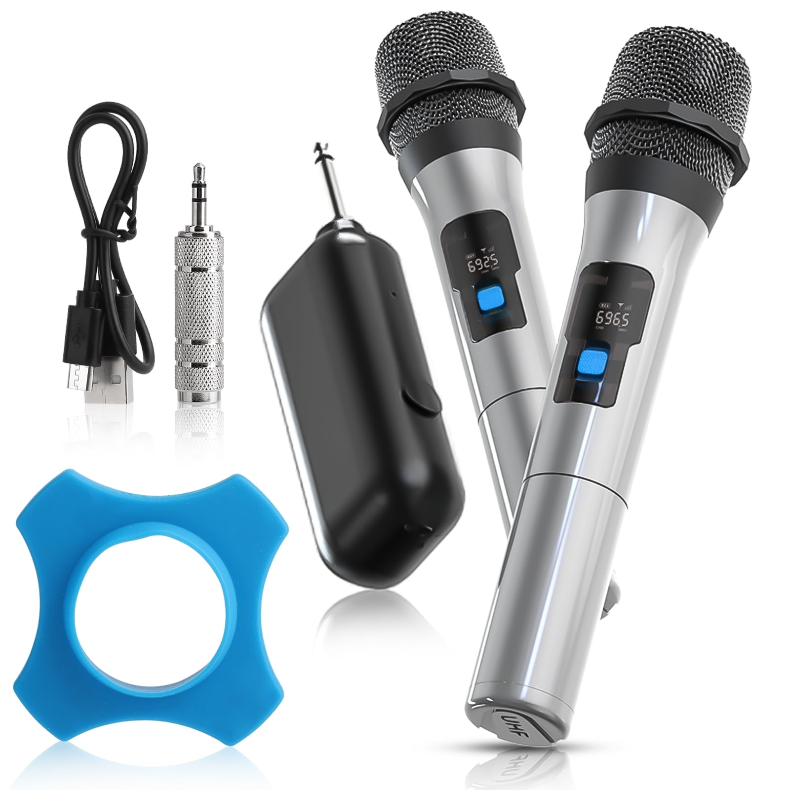 TSV 2 Pcs Wireless Mic with Rechargeable Receiver, Portable Karaoke for ...