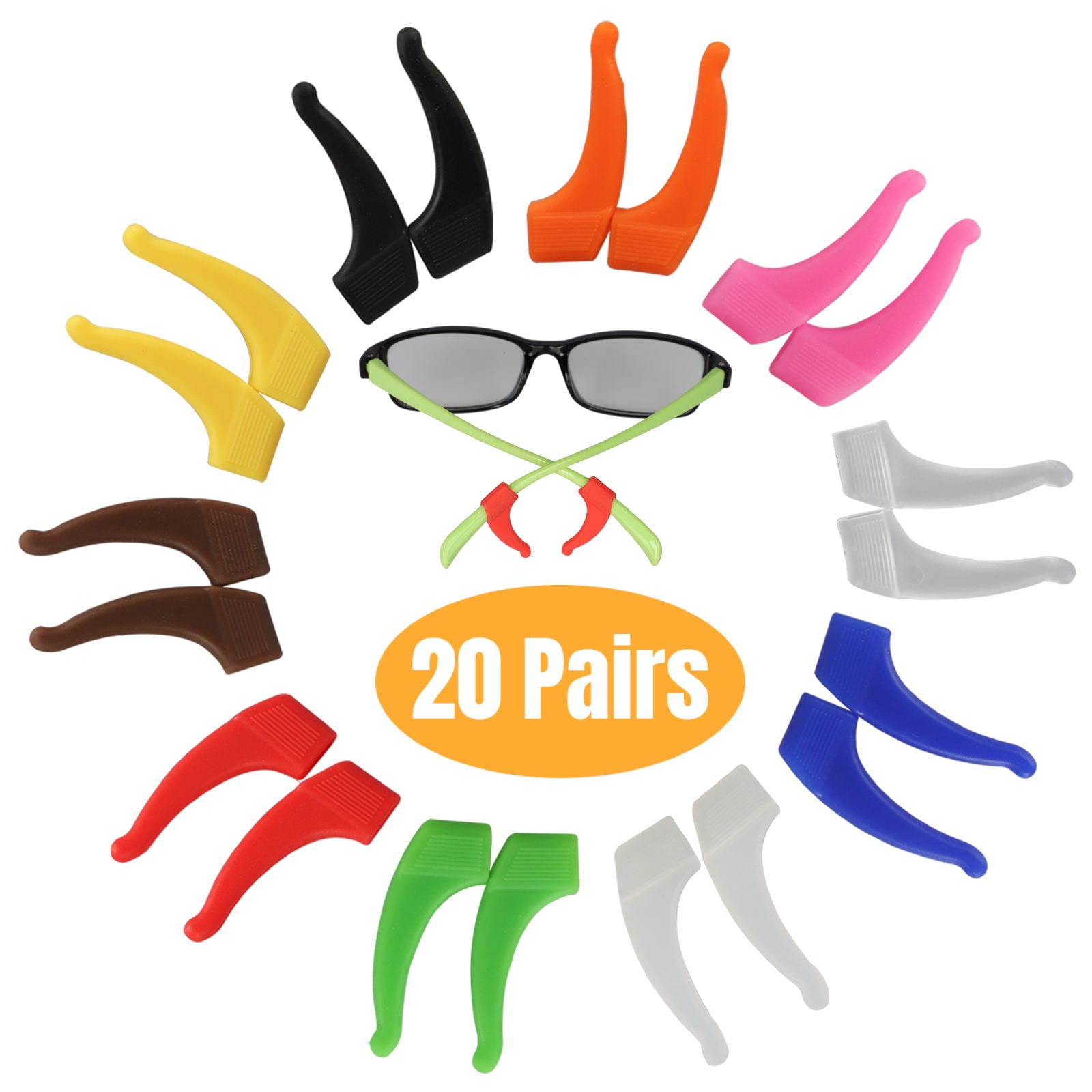 TSV Eyeglass Accessories - 20/10 Pairs Silicone Anti-Slip Retainers ...