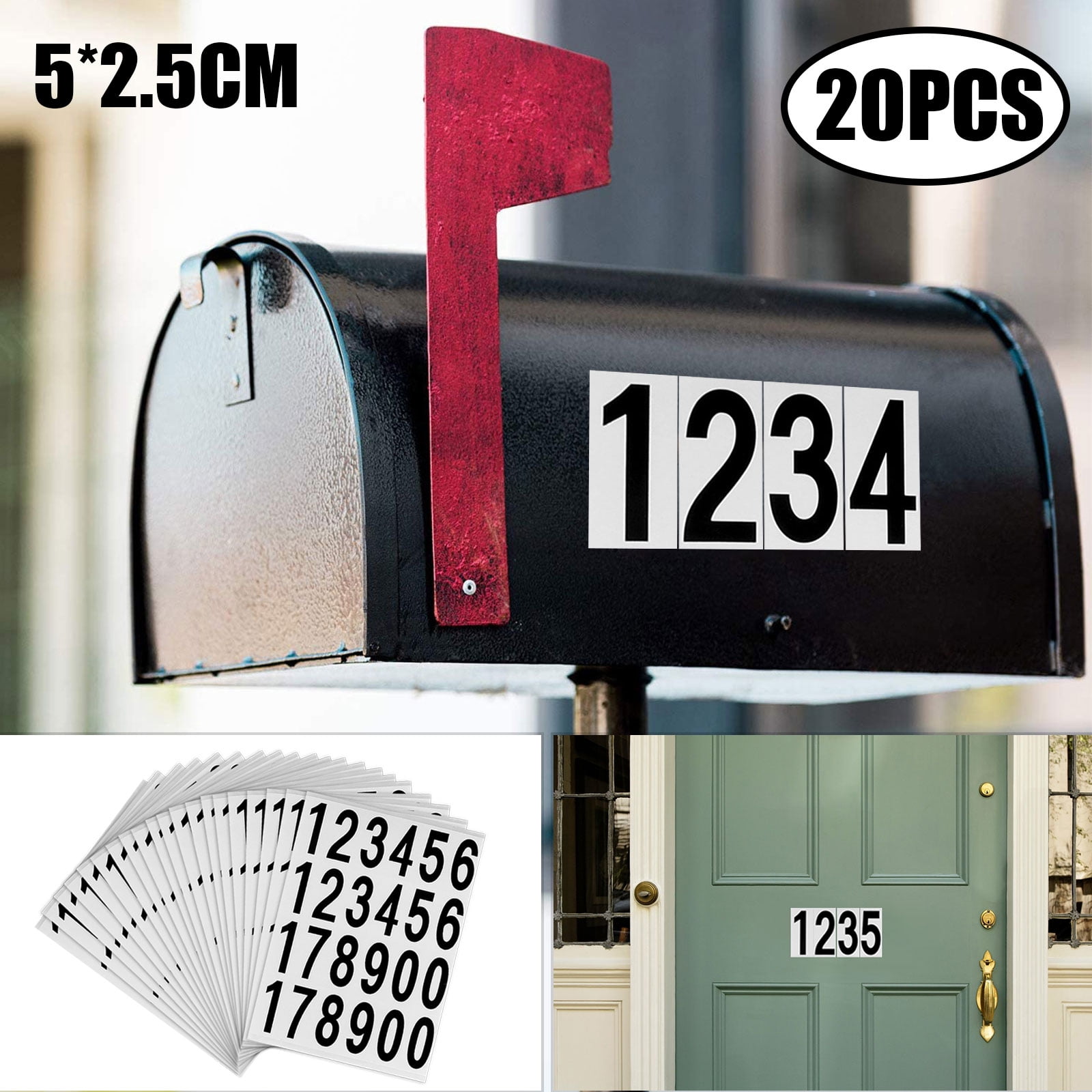 TSV 20 Sheets Black Number Stickers, Self Adhesive Vinyl Numbers ...
