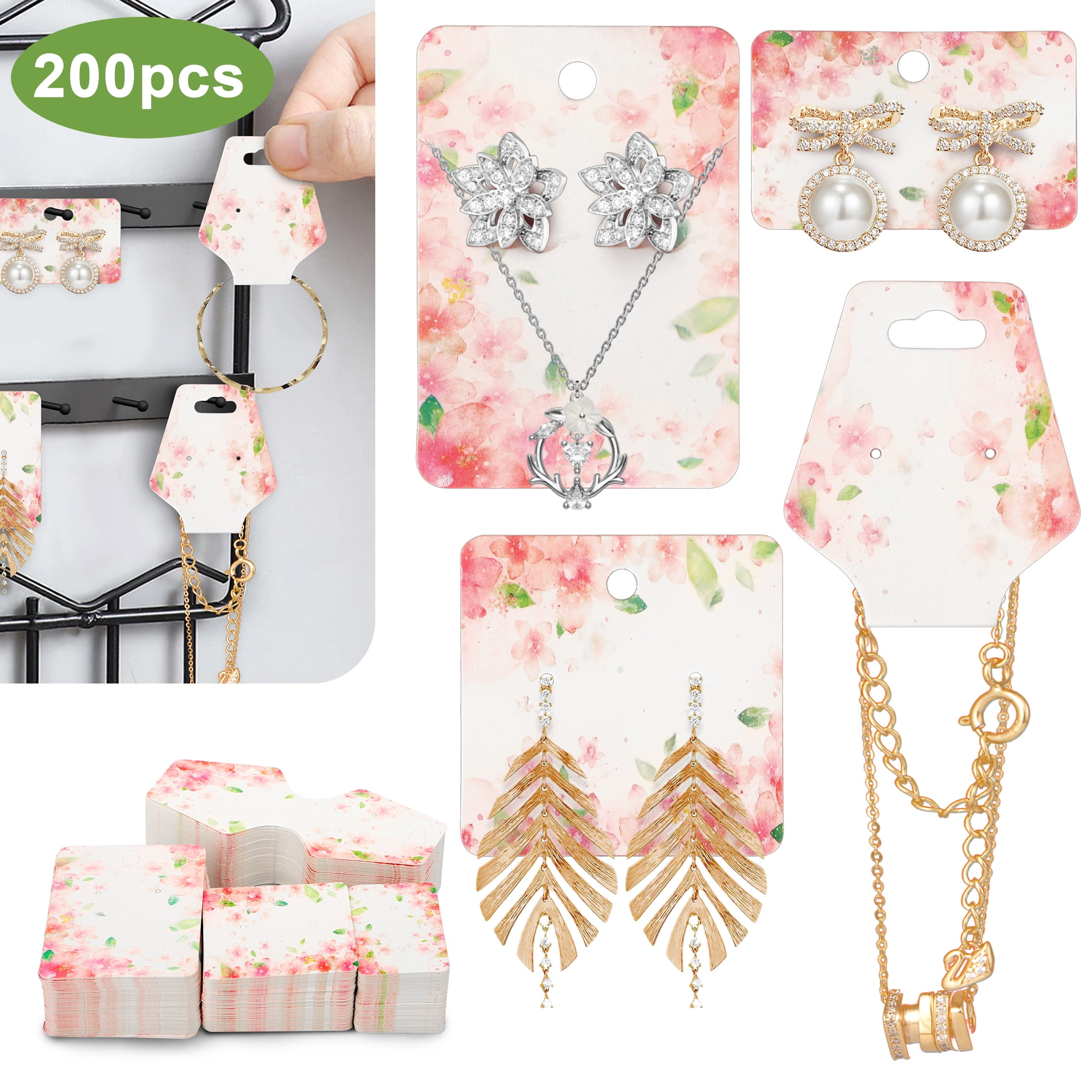TSV 200pcs Earring Necklace Display Cards, Floral Pattern Jewelry ...
