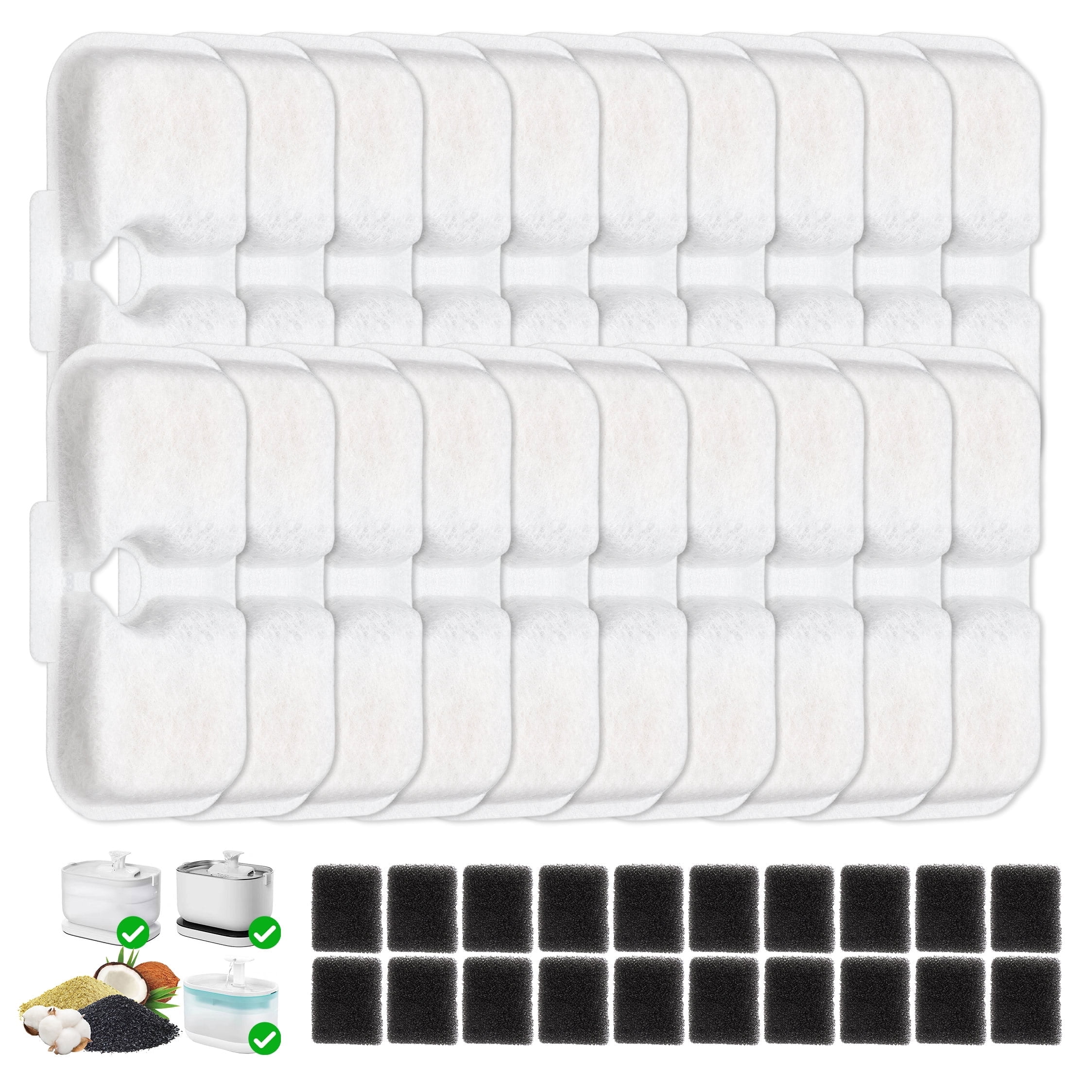 TSV 20pcs Cat Dog Water Fountain Filters, Pet Dispenser Sponges ...