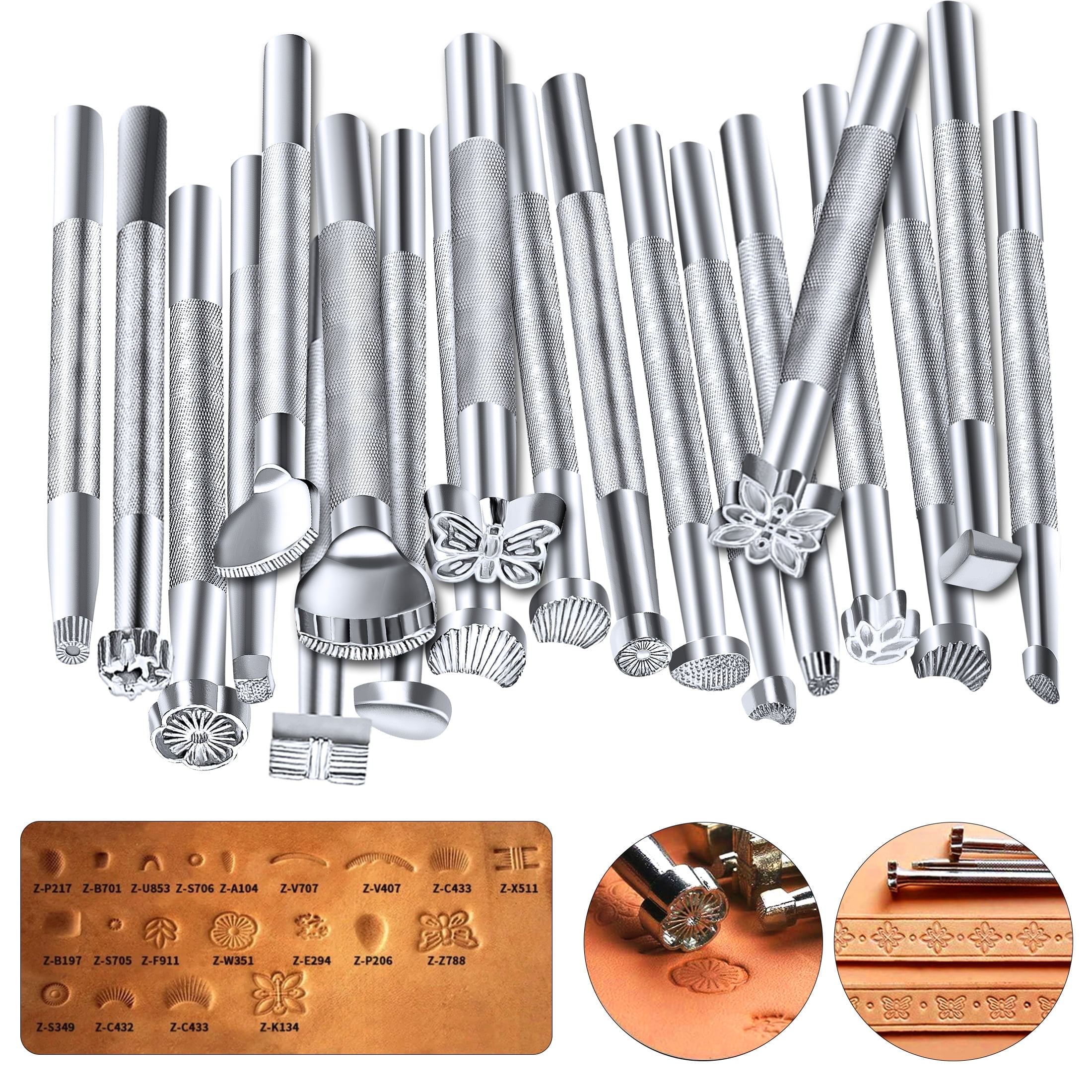 TSV 20pcs DIY Leather Stamping Tools, Alloy Leather Carving Punch Craft ...