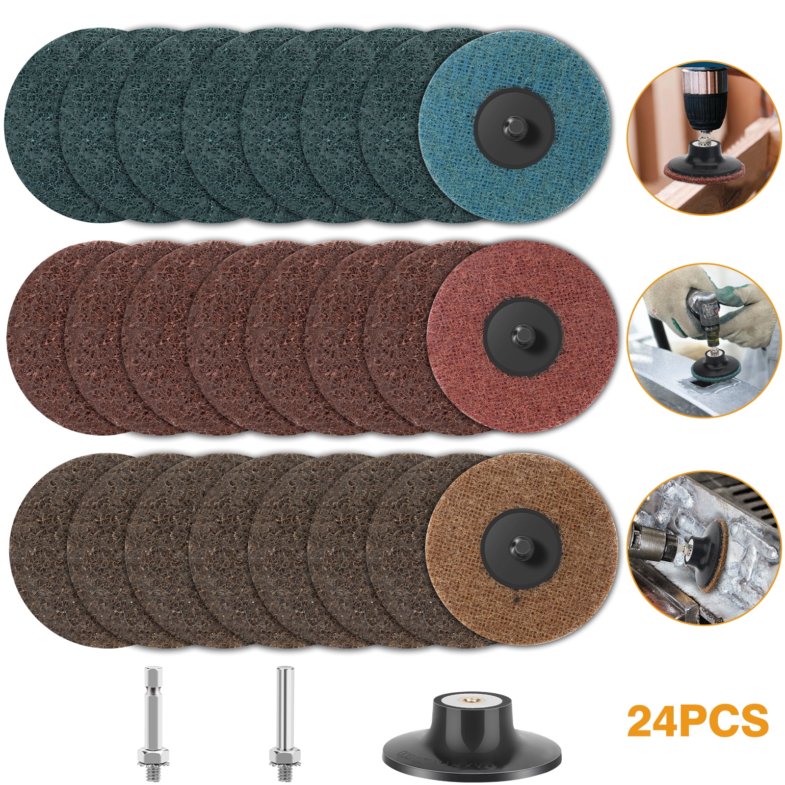 TSV 24 PCS 3" Roll-Lock Sanding Disc Set, Fine/Medium/Coarse Sanding ...