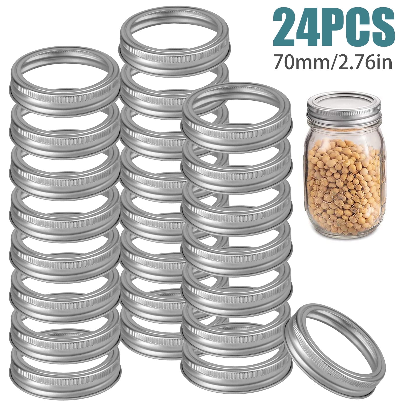 TSV 24pcs Mason Jar Replacement Rings, 70mm Regular Mouth, Rustproof ...