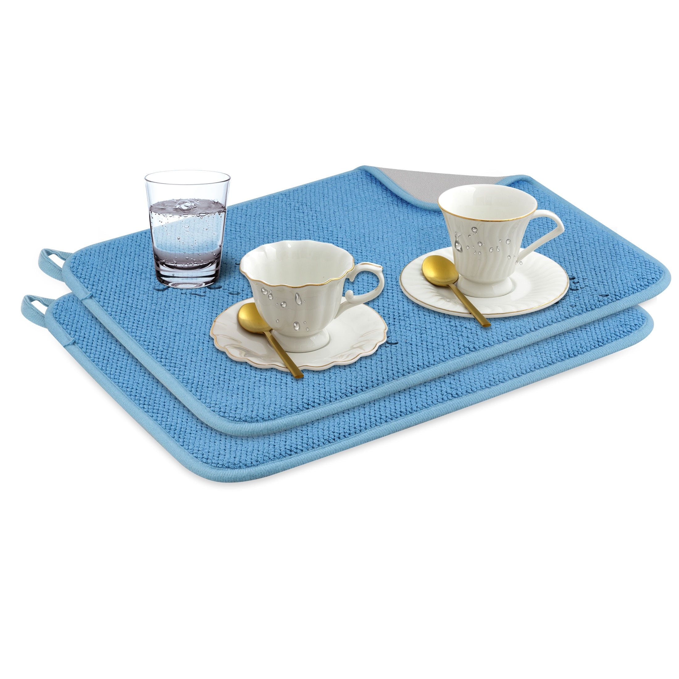 TSV 2pcs Dish Drying Mats, Absorbent Microfiber Dish Drainers for ...