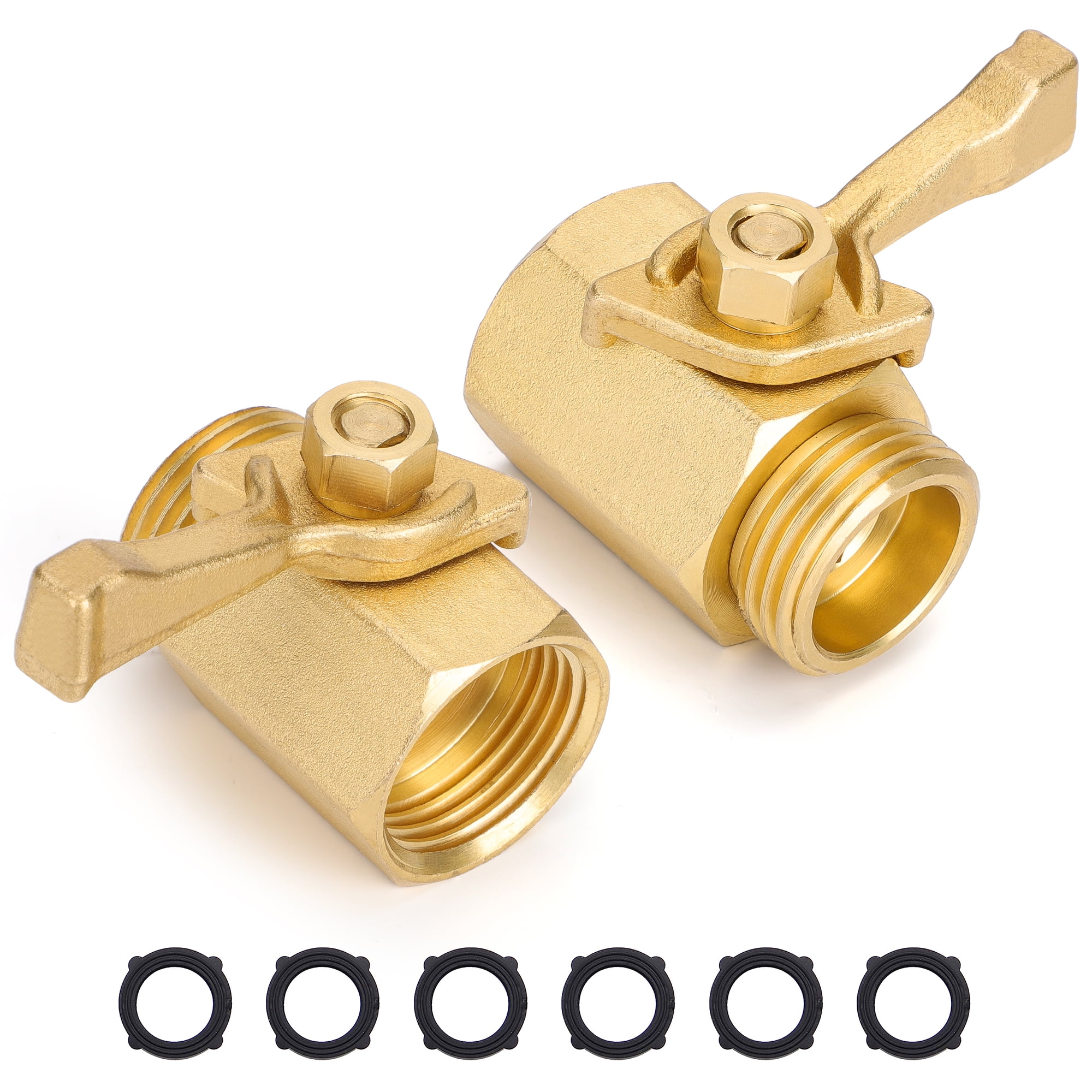 TSV 2pcs Garden Hose Shut Off Valves, 3/4" Heavy Duty Brass Garden Hose ...