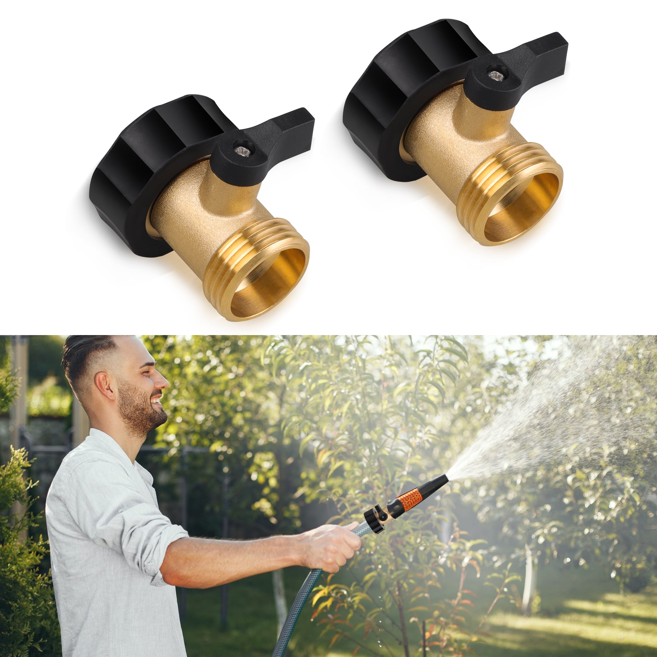 Melnor 4-Way Metal Hose Connector with Built-in Shut-off Valves ...