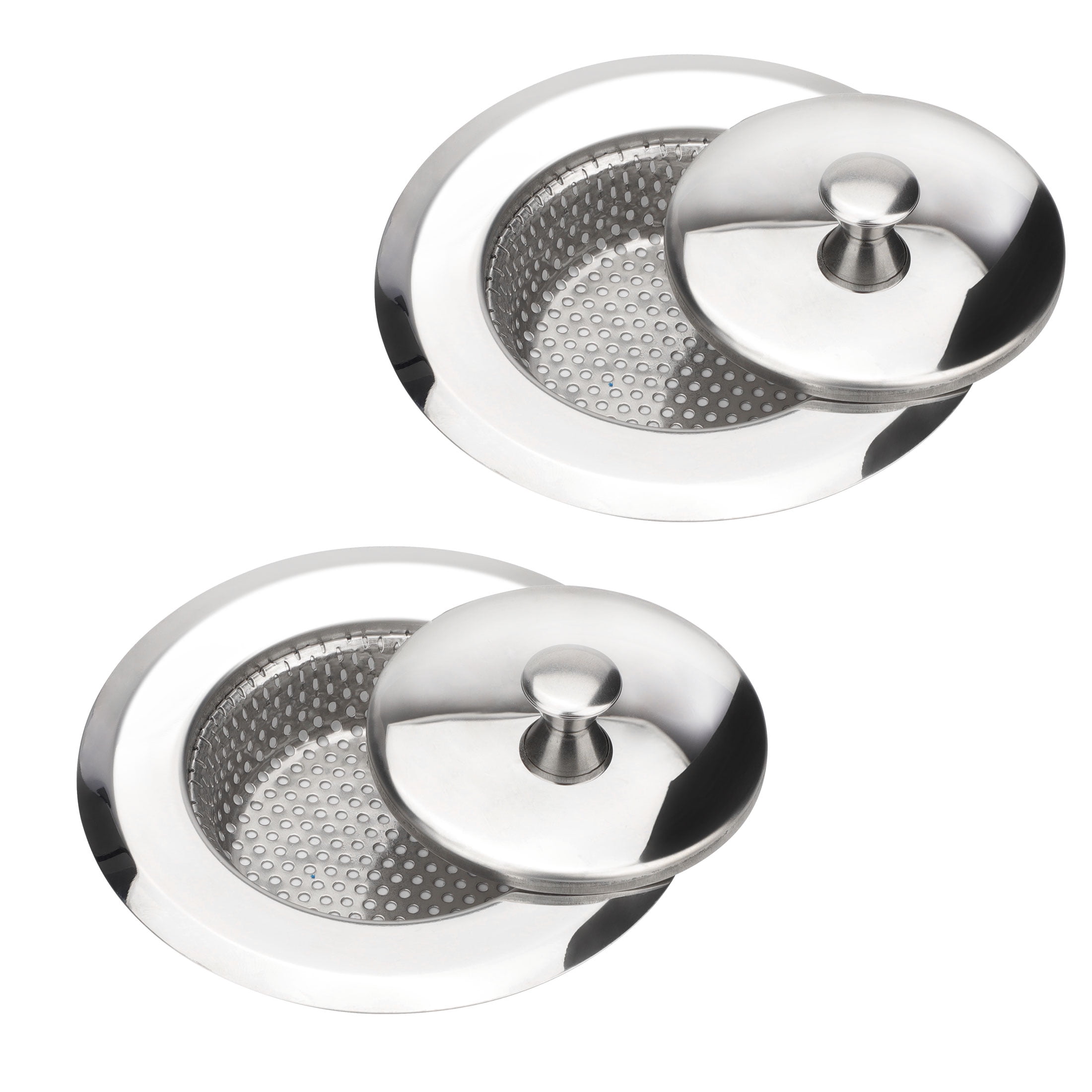TSV 2pcs Kitchen Sink Strainer, Stainless Steel Drain Strainer with 4.3 ...