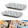TSV 2pcs Muffin Pans for Baking, Non-Stick High Carbon Steel Cupcake ...