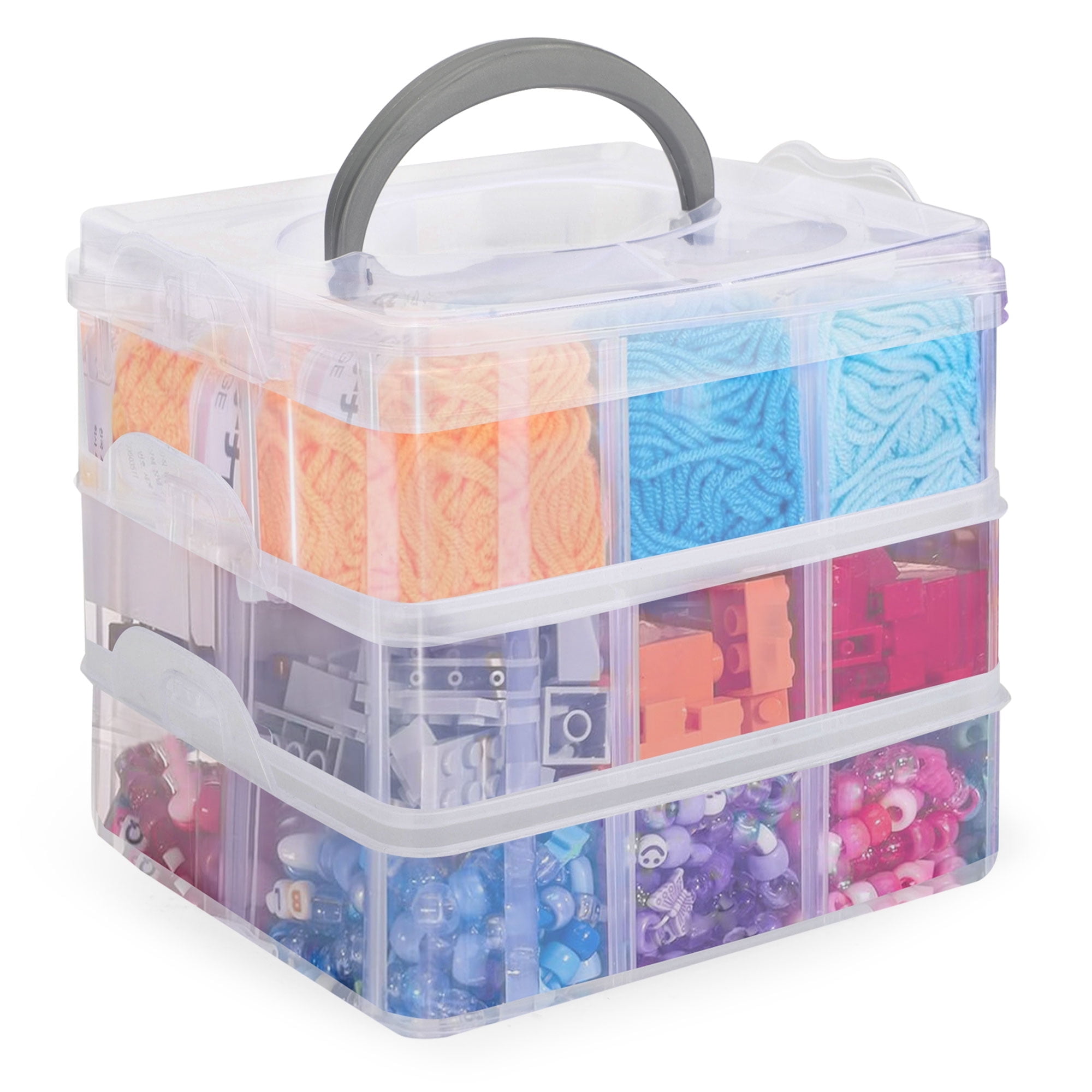 TSV 3-Tier Craft Storage Organizer, Clear Accessory Container with ...