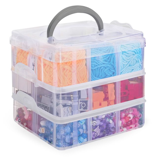 TSV 3-Tier Craft Storage Organizer, Clear Accessory Container with ...