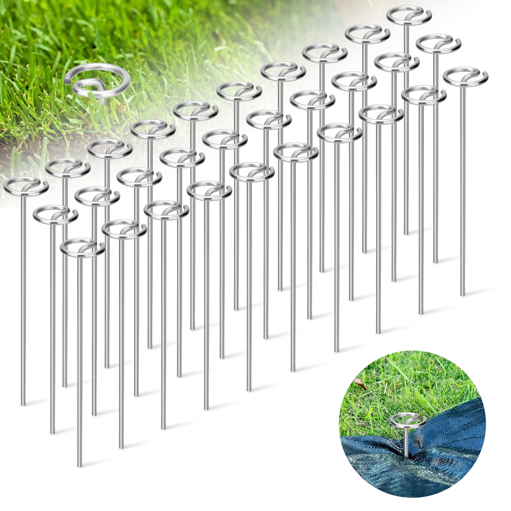 TSV 30pcs Garden Landscape Staples, 6" Plant Cover Stakes for Weed ...