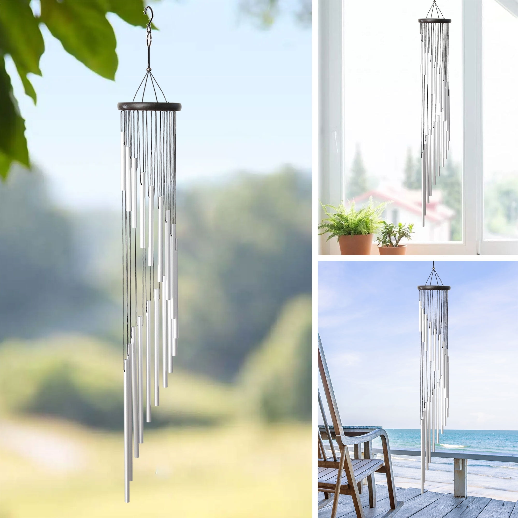 TSV 36'' Large Metal Outdoor Yard Wind Chimes, 18-Tube Aluminum Alloy ...