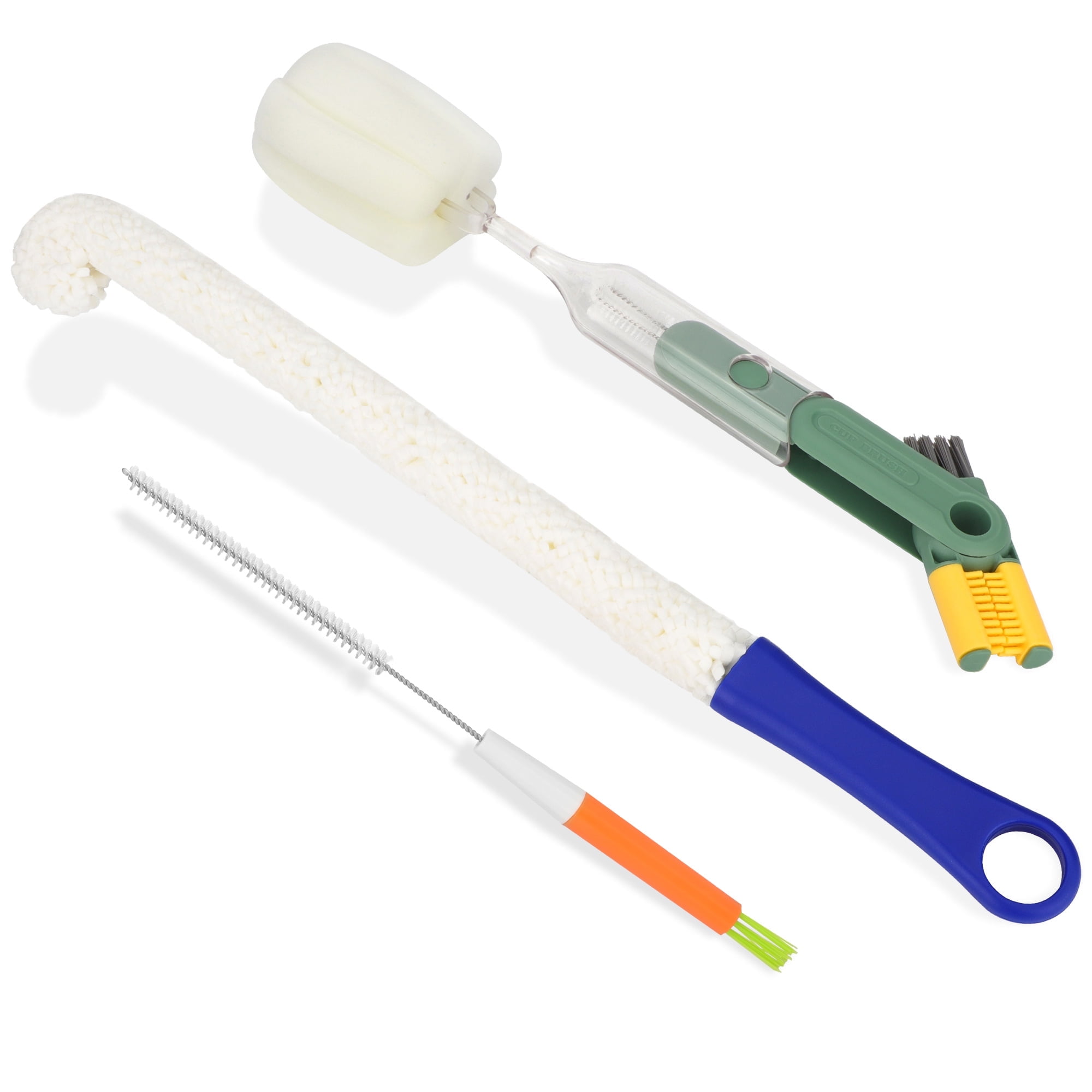 TSV 3Pcs Bottle Brush Cleaner Set - Long Handle 5-in-1 Cup Lid Brush, 3 ...