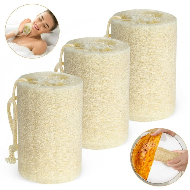 TSV 3Pcs Loofah Body Puff, Gentle Exfoliator for Facial Washing, Bath ...