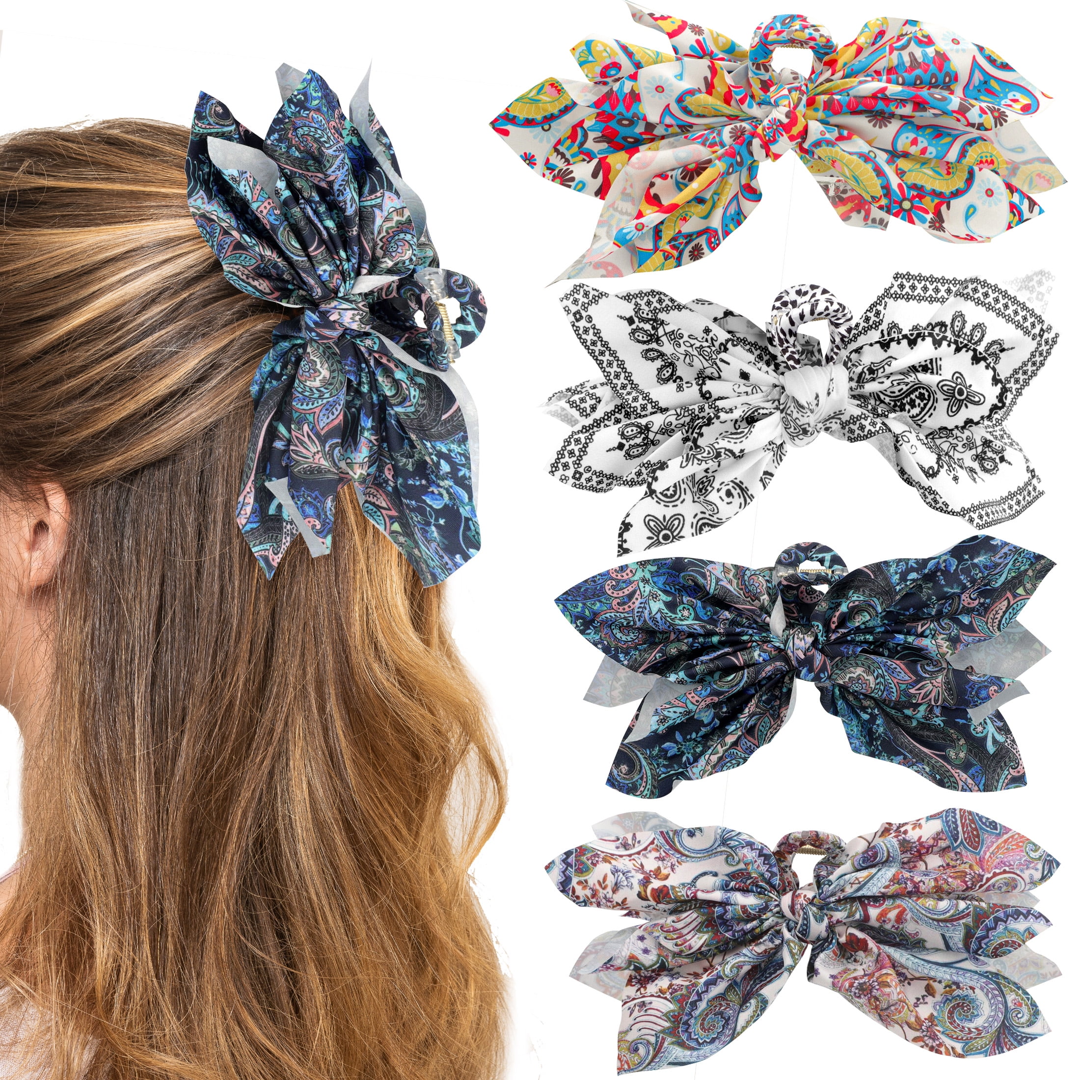 TSV 3pcs Butterfly Hair Clips, Large Fashion Cloth Hair Claw Barrettes ...