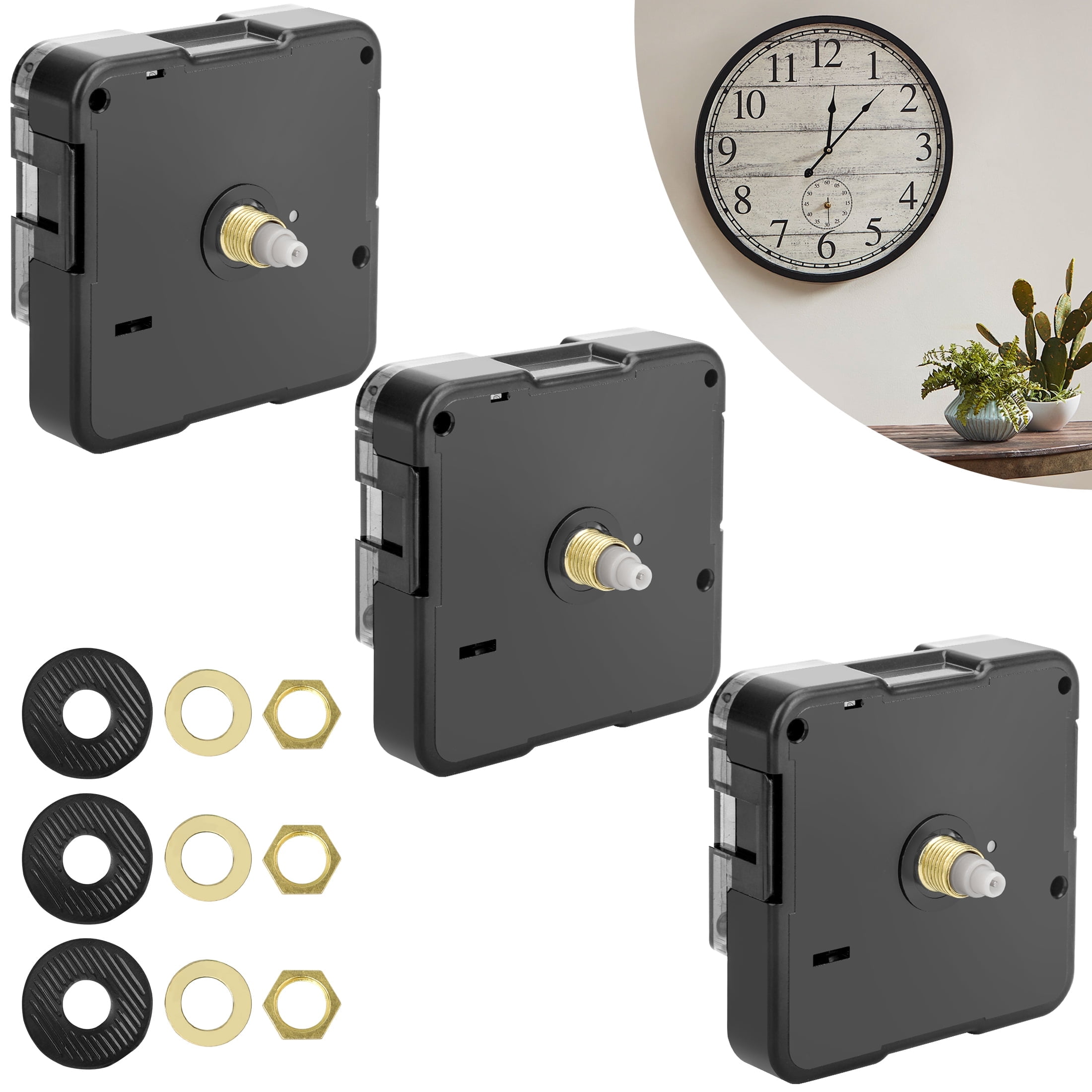TSV 3pcs Quartz Clock Movement Mechanisms, Non-Ticking Battery Operated ...