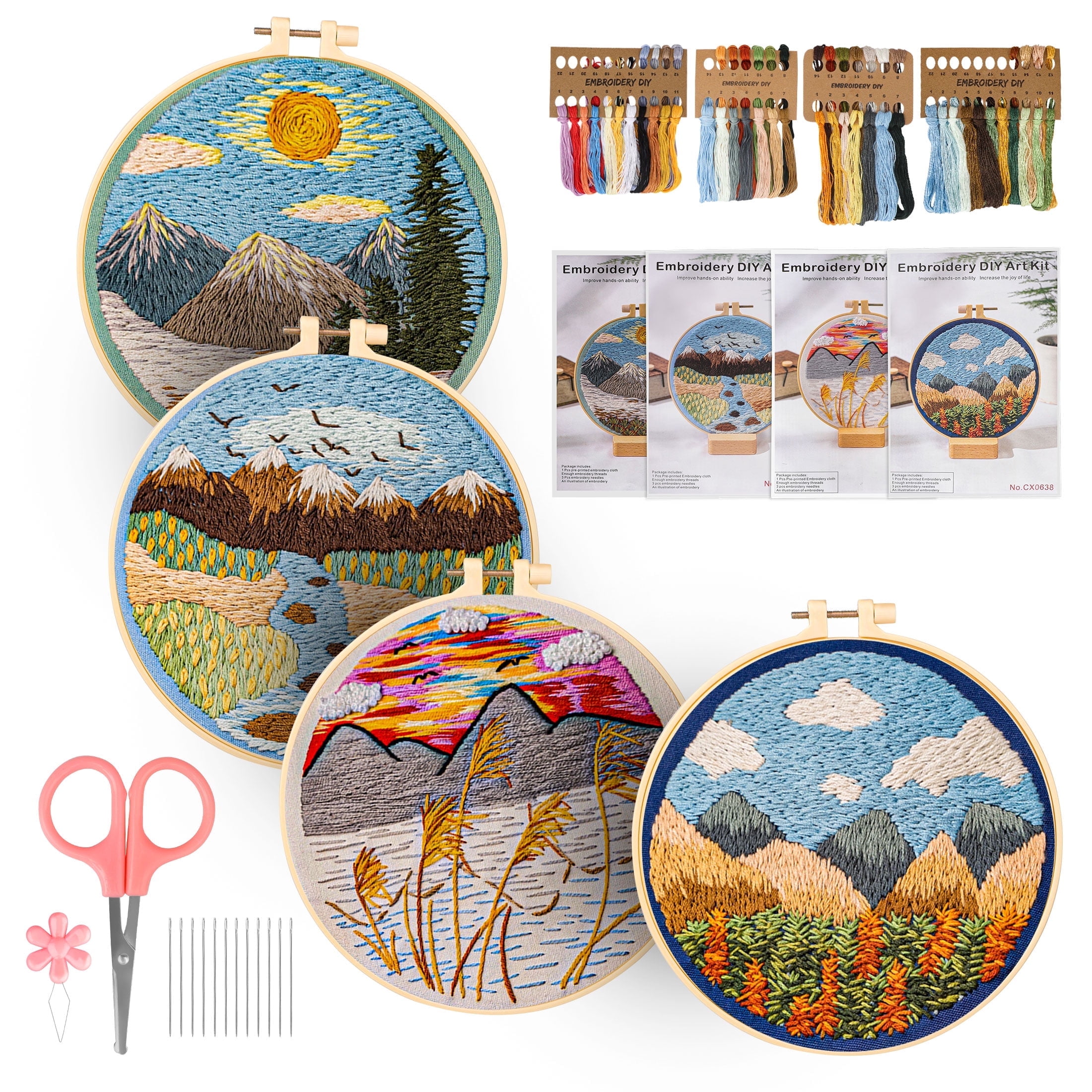 TSV 4 Set Embroidery Kit for Starter, Sewing Cross Stitch Starter Kit ...