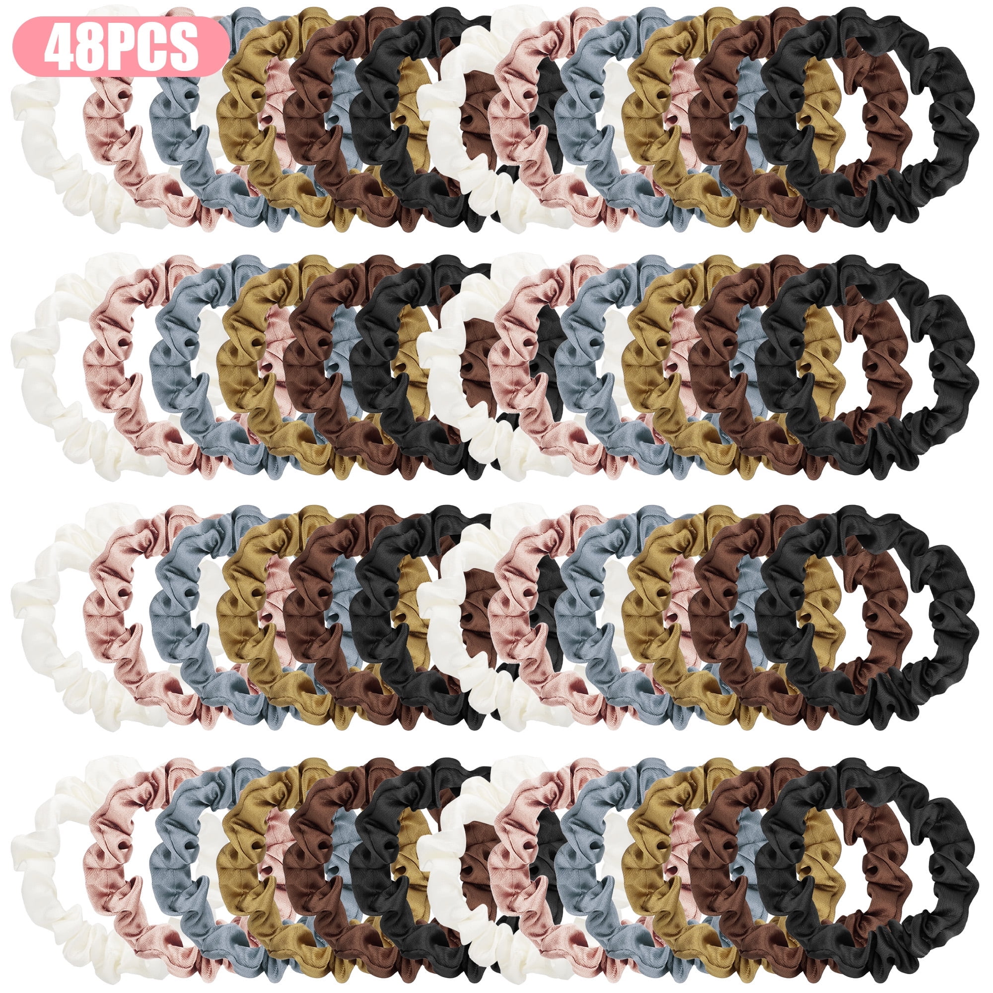 TSV 48pcs Satin Hair Scrunchies, Elastic Hair Bands, Multicolor ...