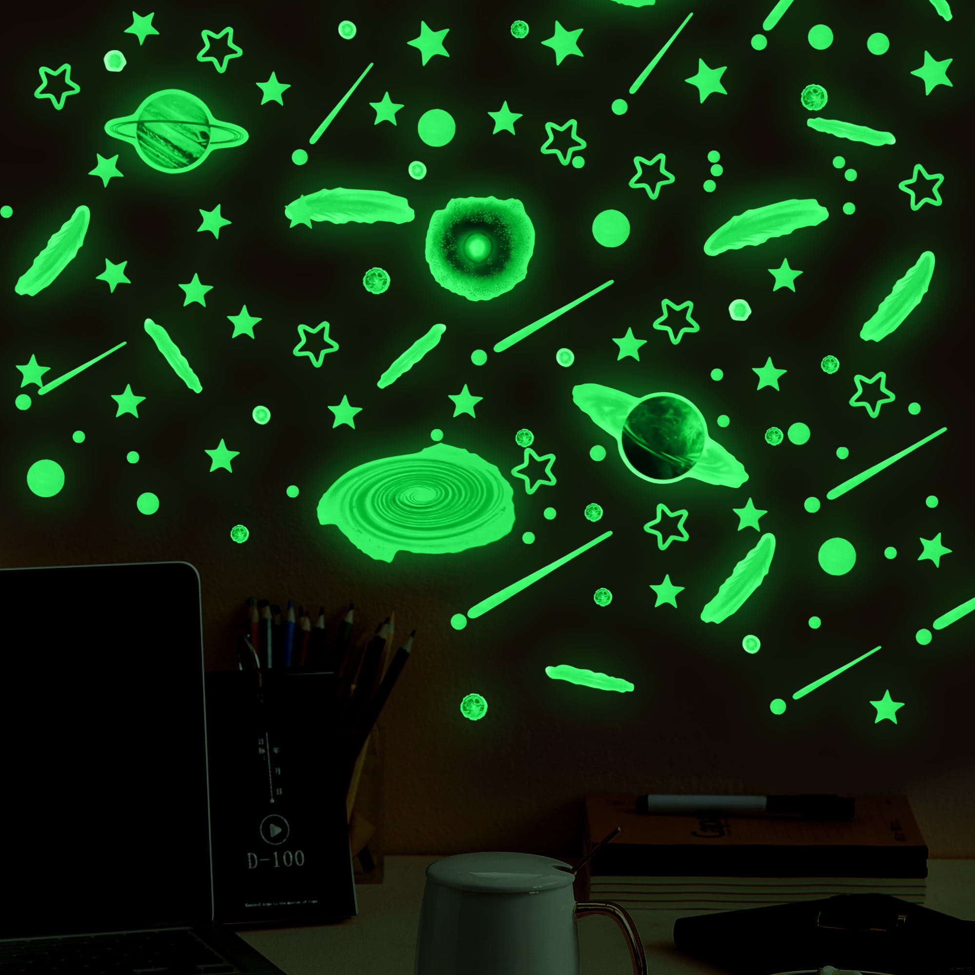 TSV 495pcs Luminous Solar System Stickers, Glow in The Dark Ceiling ...