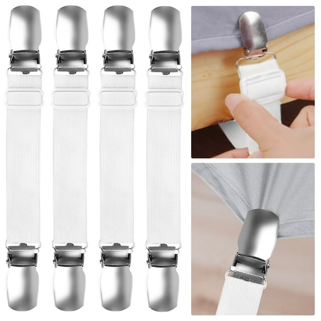 TSV 4pcs Heavy-Duty Fitted Clip Bed Sheet Grippers Set, Adjustable ...