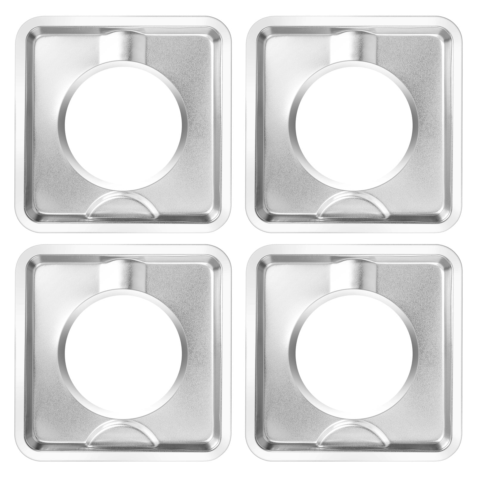 TSV 4pcs Chrome Square Gas Range Drip Pan, Heavy Duty Gas Burner Covers ...
