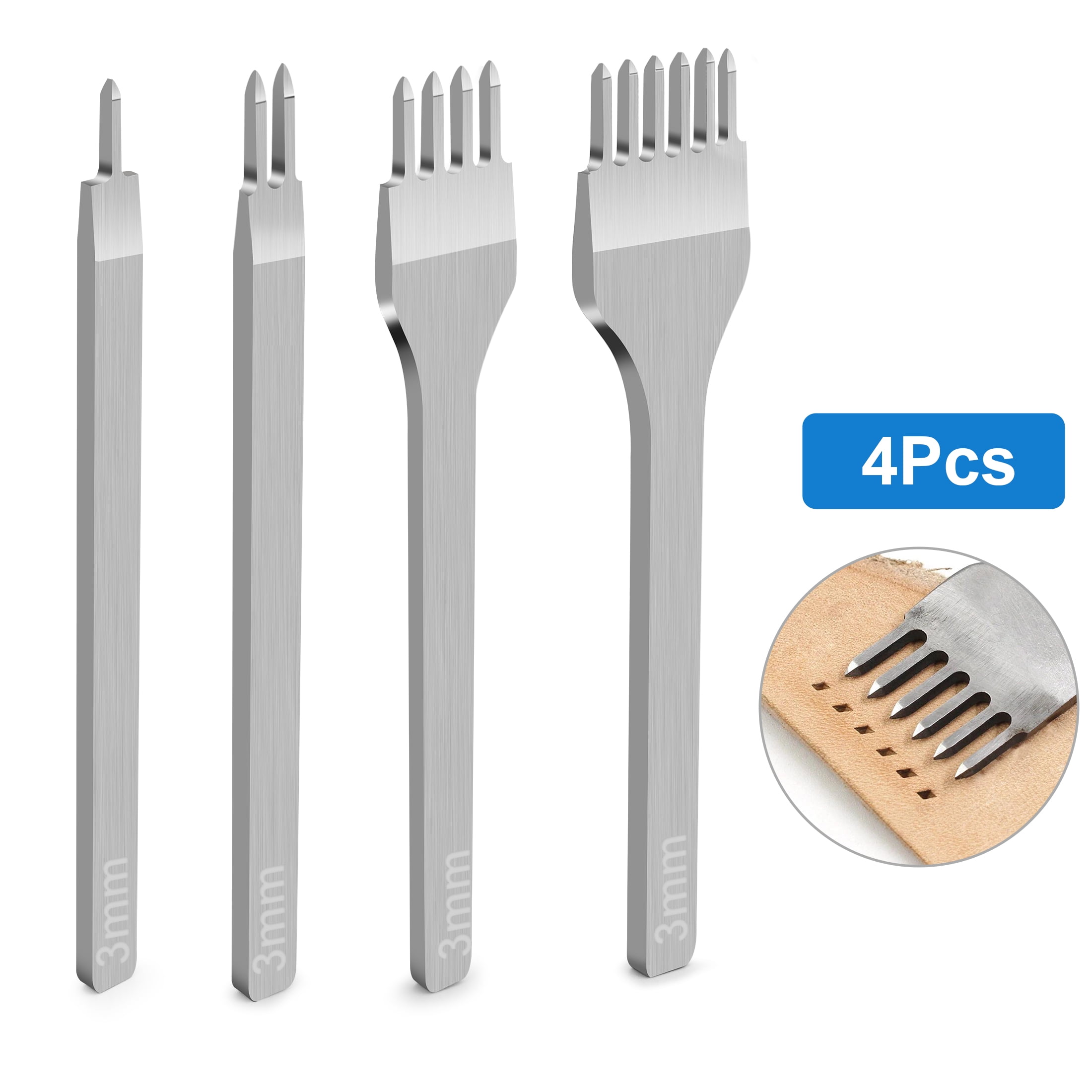 TSV 4pcs DIY Leather Punch Tools, 6mm Stainless Steel Leather Carving ...