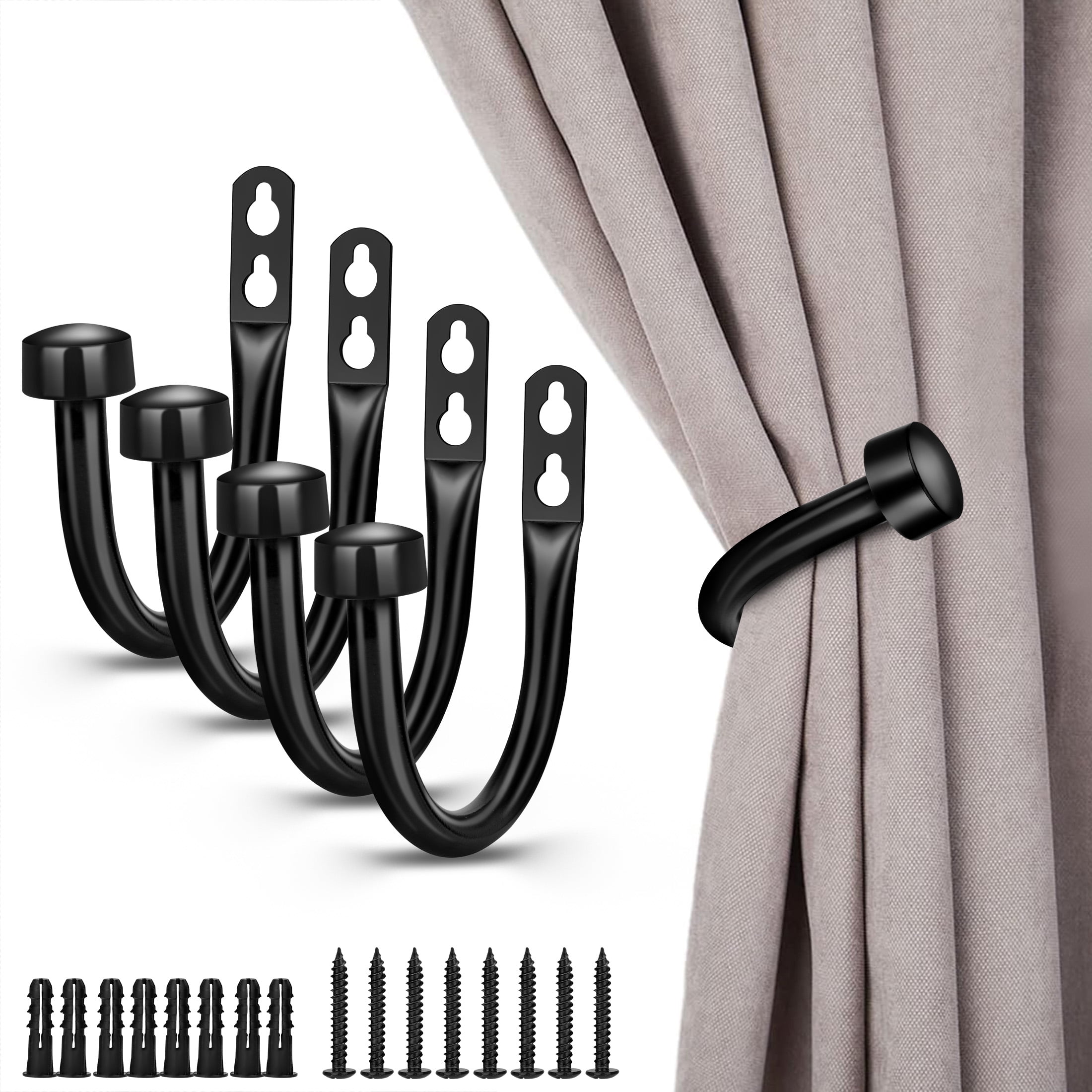 TSV 4pcs Drapery Holdbacks, Metal Retro Concise Curtain Tiebacks for ...