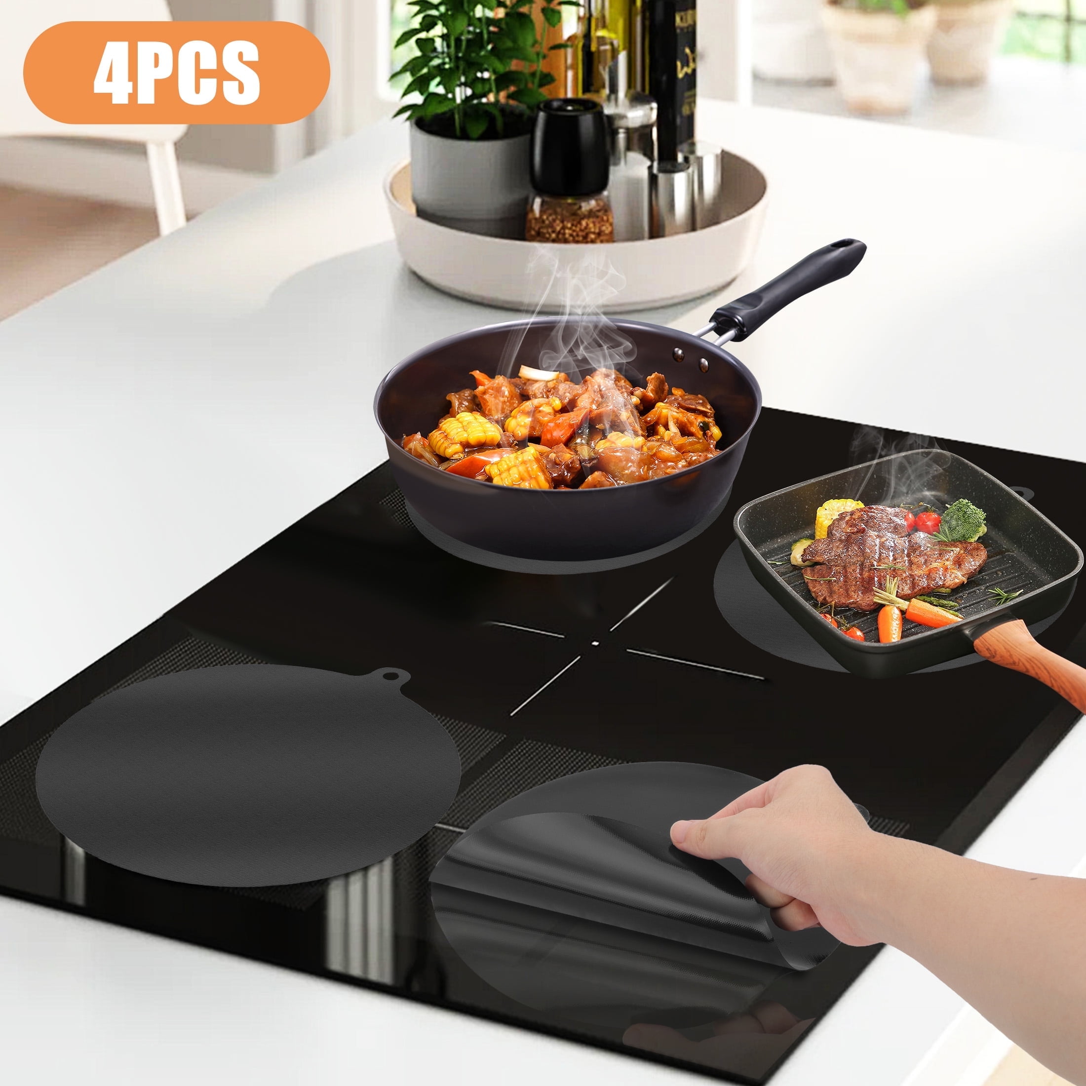 TSV 4pcs Induction Cooktop Mats, Non-Slip Induction Silicone Mats, 8 ...