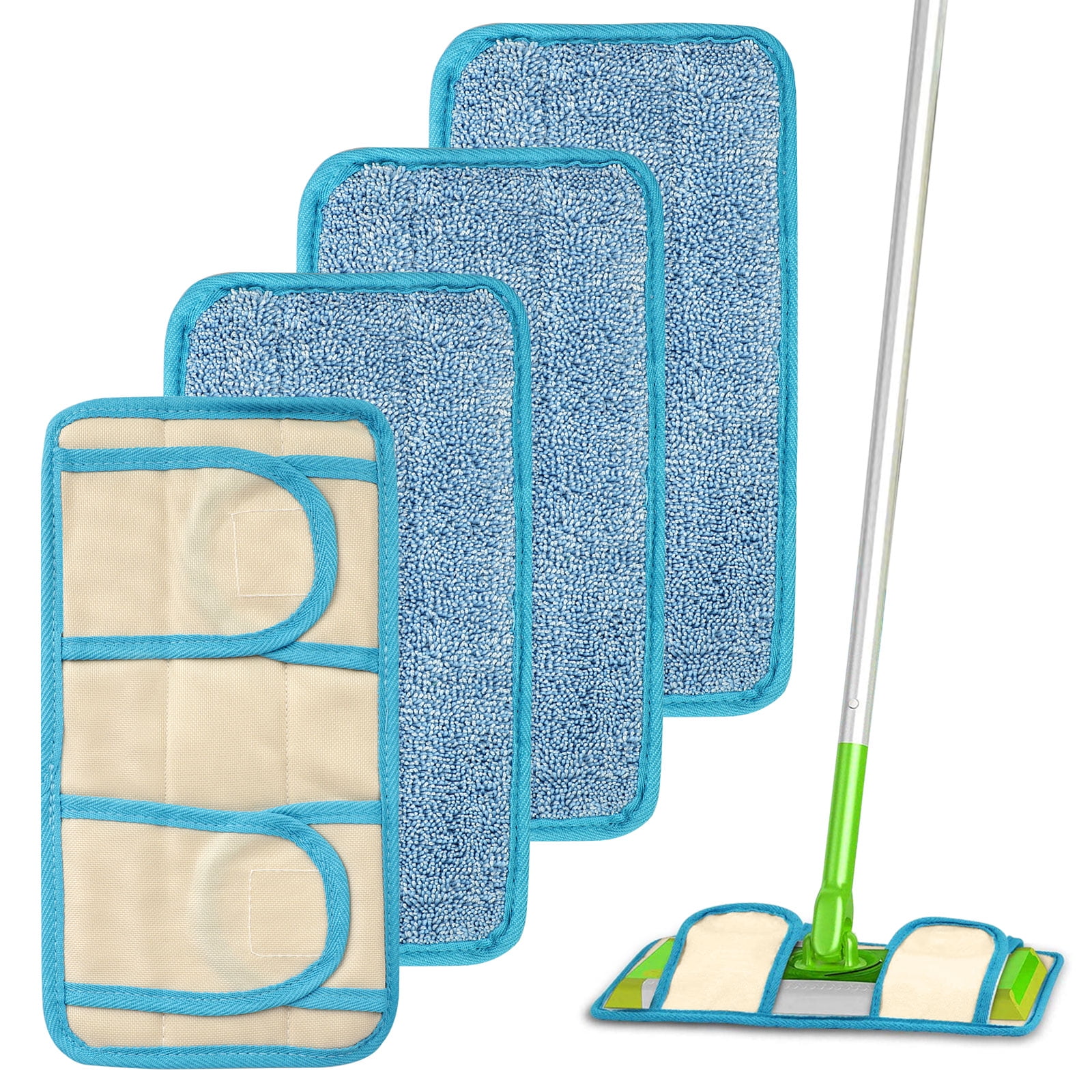 TSV 4pcs Microfiber Mop Pads, Reusable & Washable, Fit for Swiffer ...