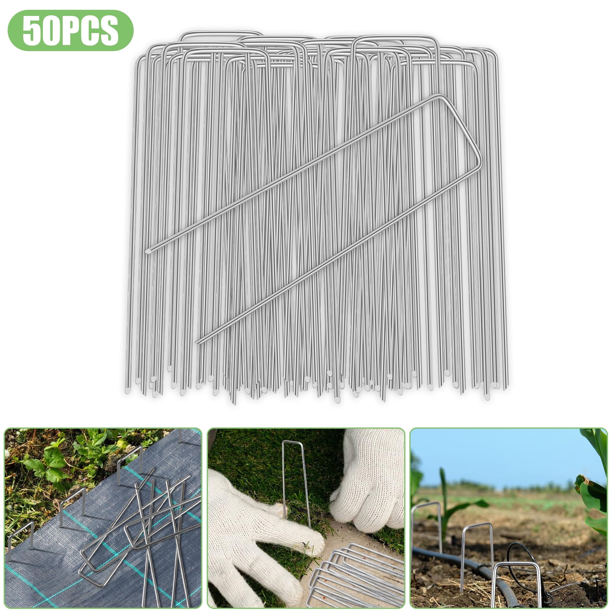 TSV Heavy Duty 50pcs 6" Lawn Ground Landscape Staples, U-Shaped ...