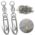 TSV Fishing Swivels, 50pcs Stainless Steel Connector with Oval Split ...
