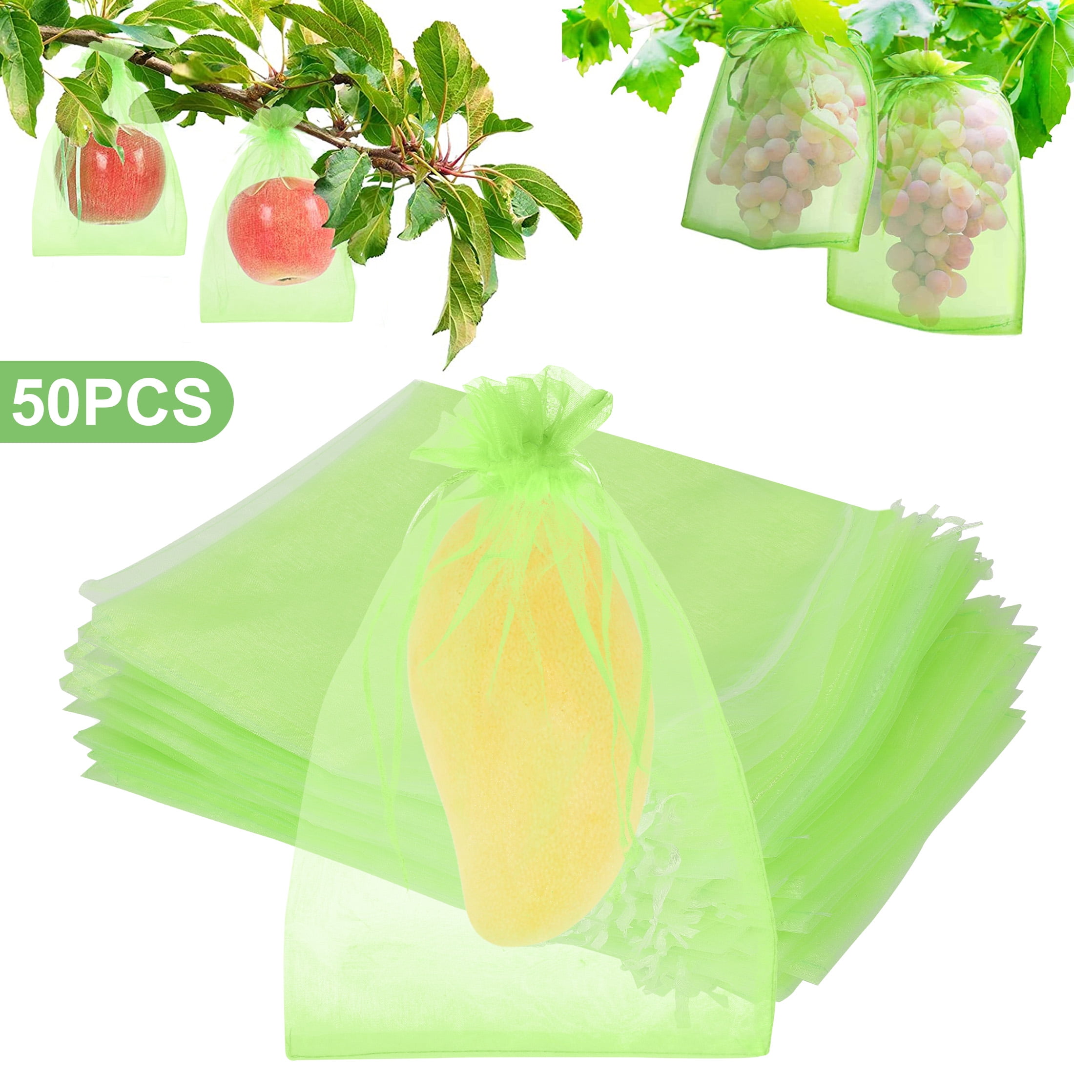 TSV 50pcs Fruit Protection Bags, 12 x 8" Plant Netting Covers with ...