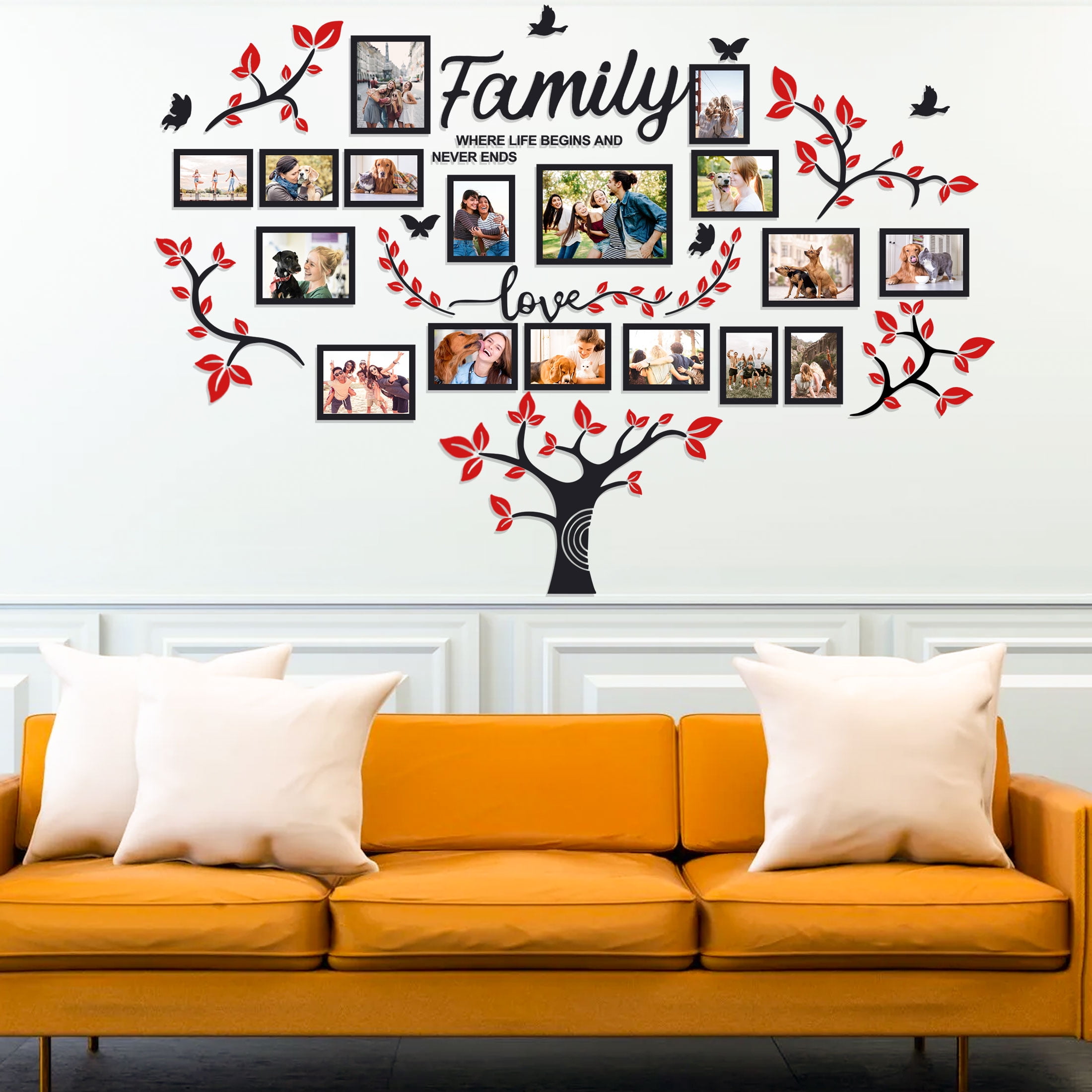 TSV 57 x 81'' Family Tree Picture Frames, DIY Self-adhesive Acrylic all ...
